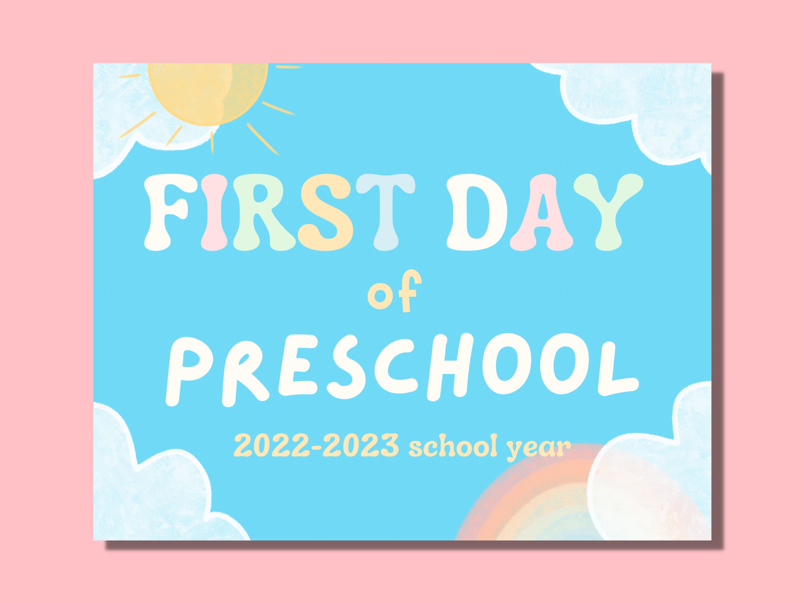 First Day of Preschool Printable, Preschool Sign, First Day Photo Prop ...