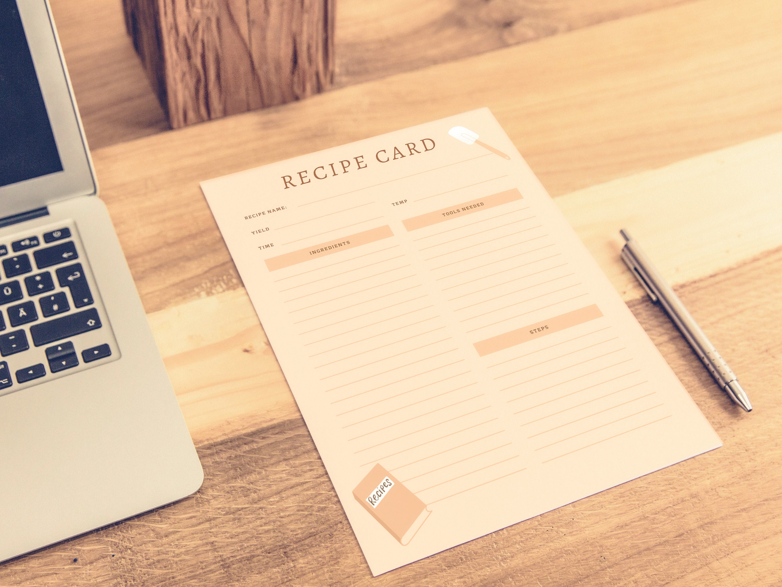 Recipe Page Printable, Recipe Card Printable, Blank Recipe Card, Cute ...