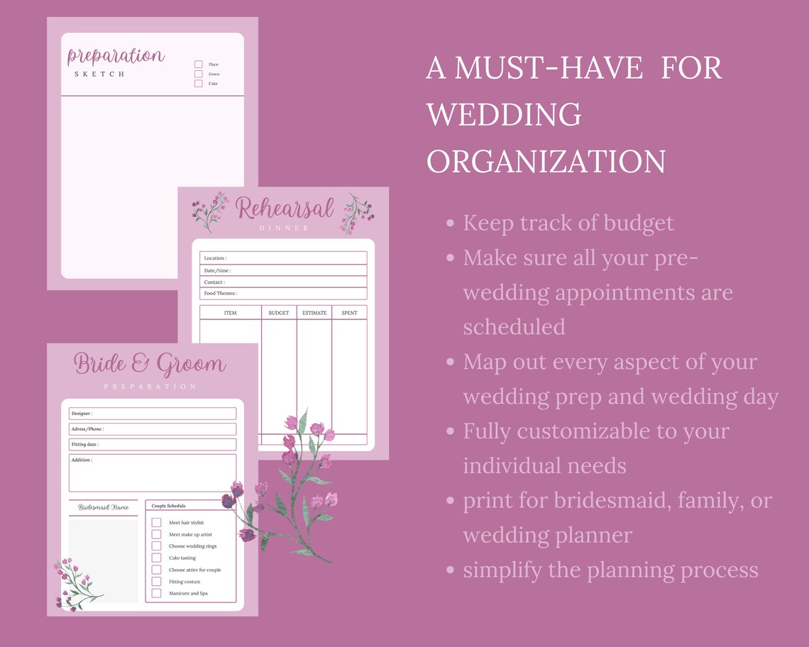 Wedding Checklist Bridal Planner Wedding Organizer Wedding - Etsy