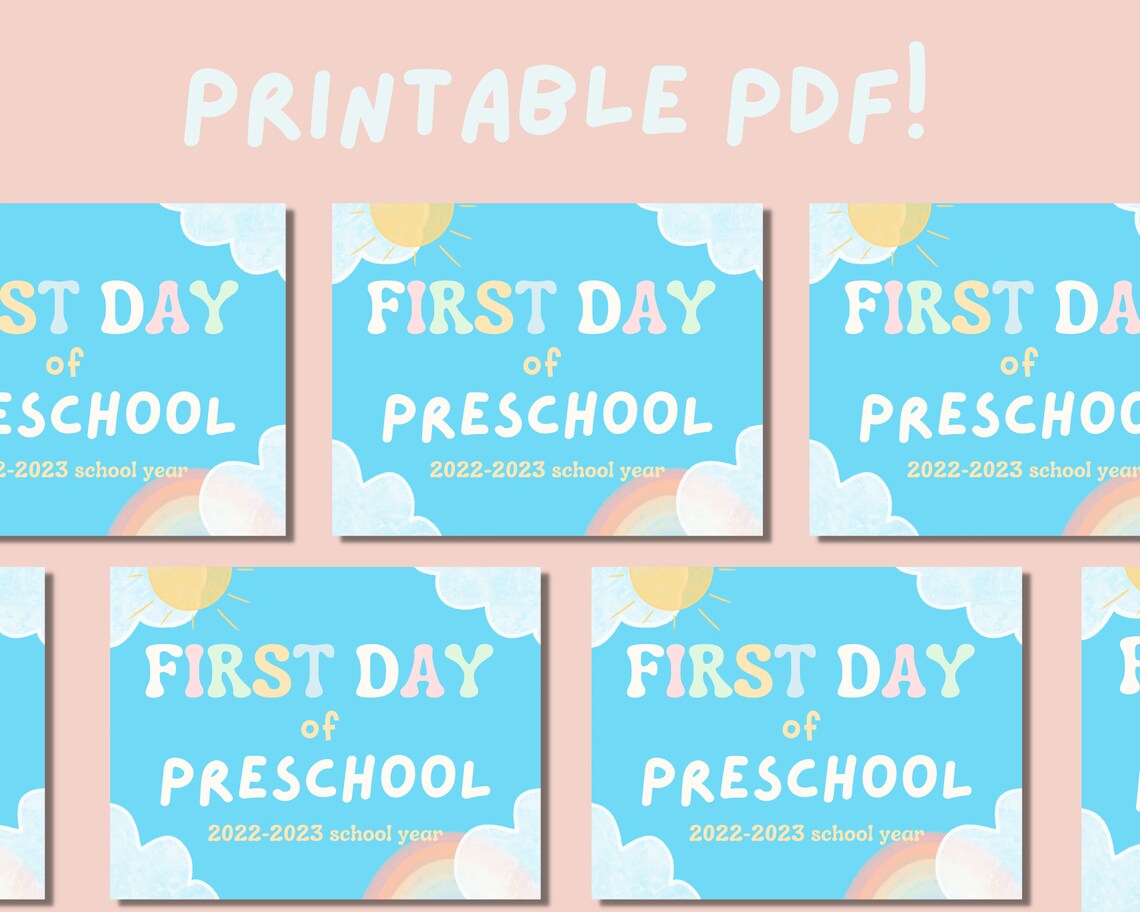 First Day of Preschool Printable, Preschool Sign, First Day Photo Prop ...
