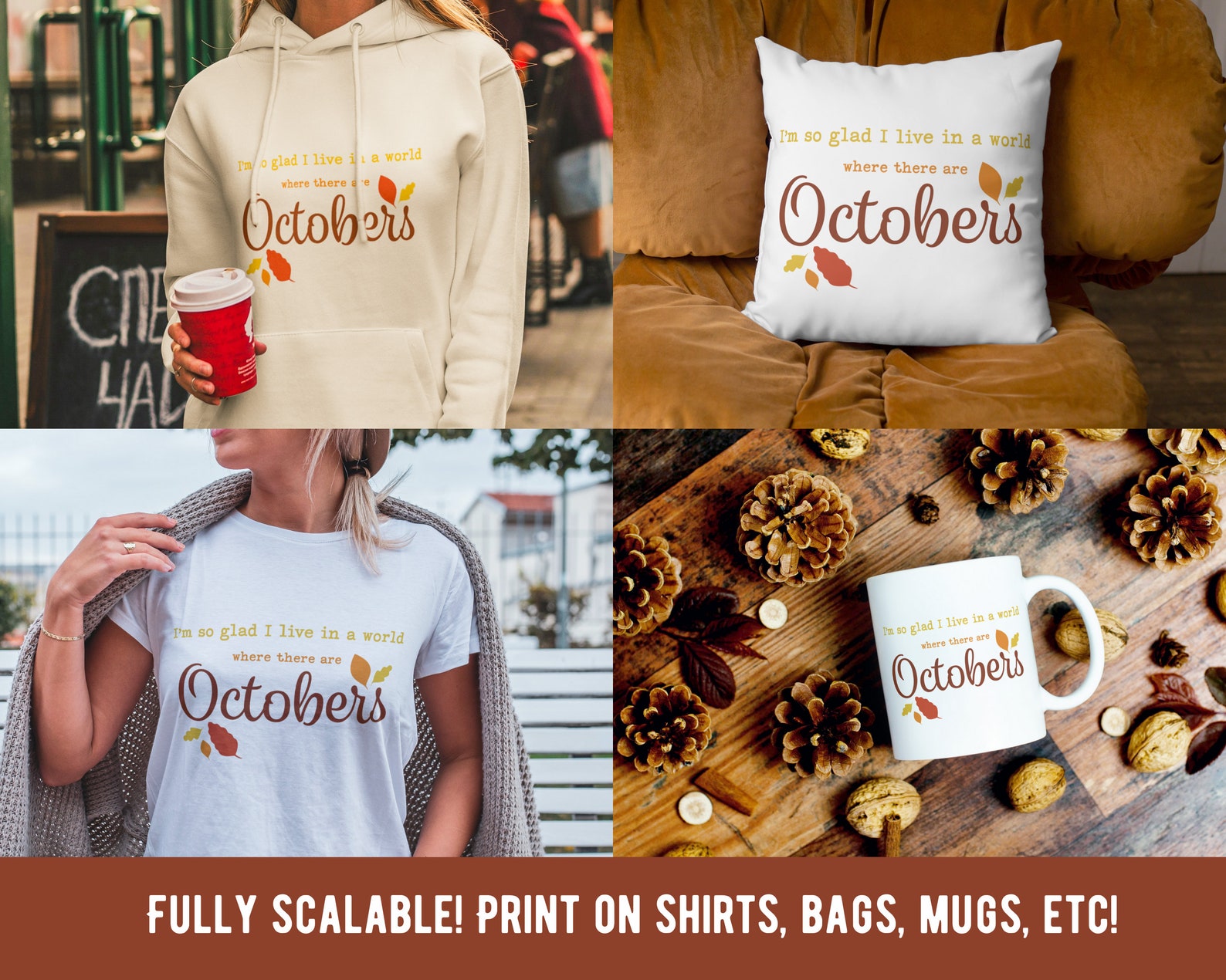 October Svg, Fall Harvest Svg, Fall Leaves Svg, Fall Leaves Clipart ...