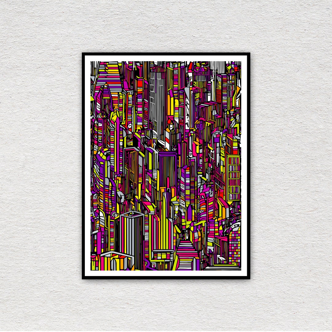 Metropolis Futuristic Poster (no. 1), Skyscraper Poster, Abstract ...