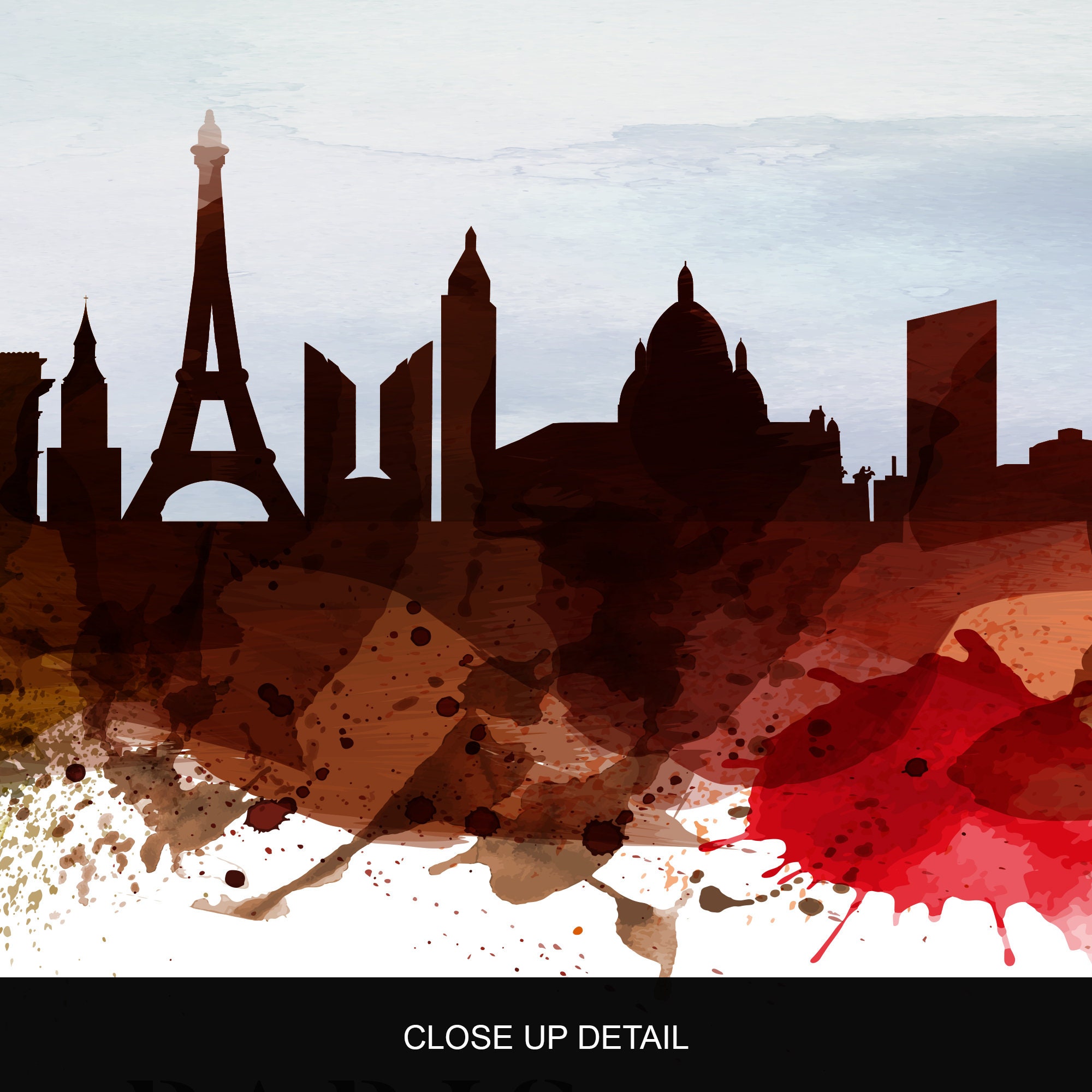 Paris Skyline Poster, Paris Watercolor Cityscape, Skyline Watercolor ...