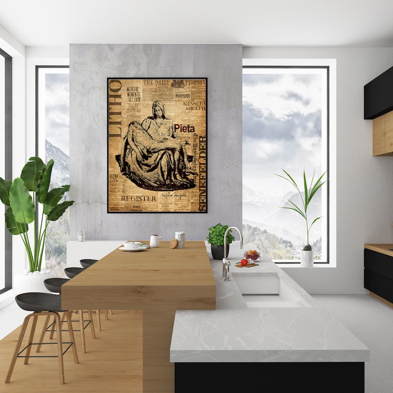 Michelangelo's Pieta, Vintage Poster, Unique Illustration, Old School ...