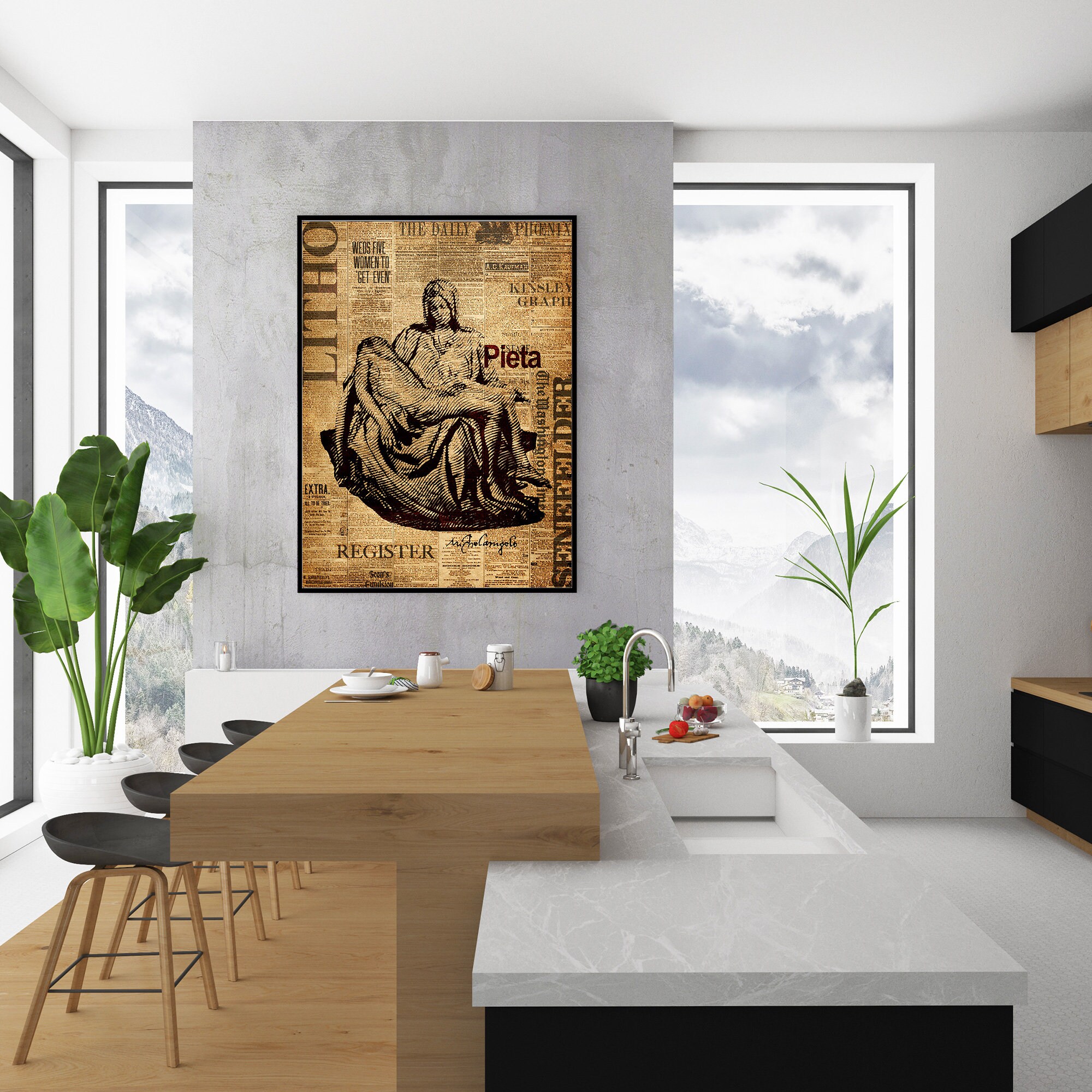 Michelangelo's Pieta, Vintage Poster, Unique Illustration, Old School ...