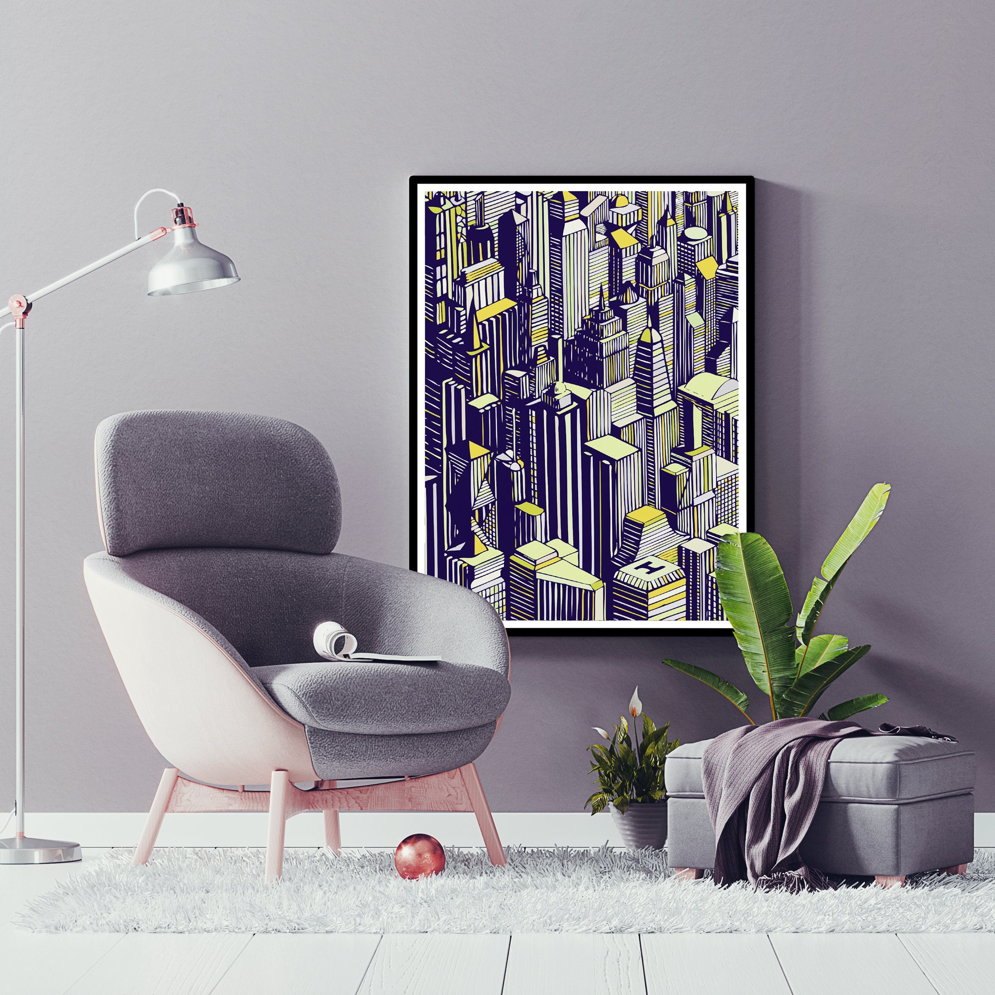 Metropolis Poster (no. 4), Skyscraper Poster, Urban Poster, Futuristic ...