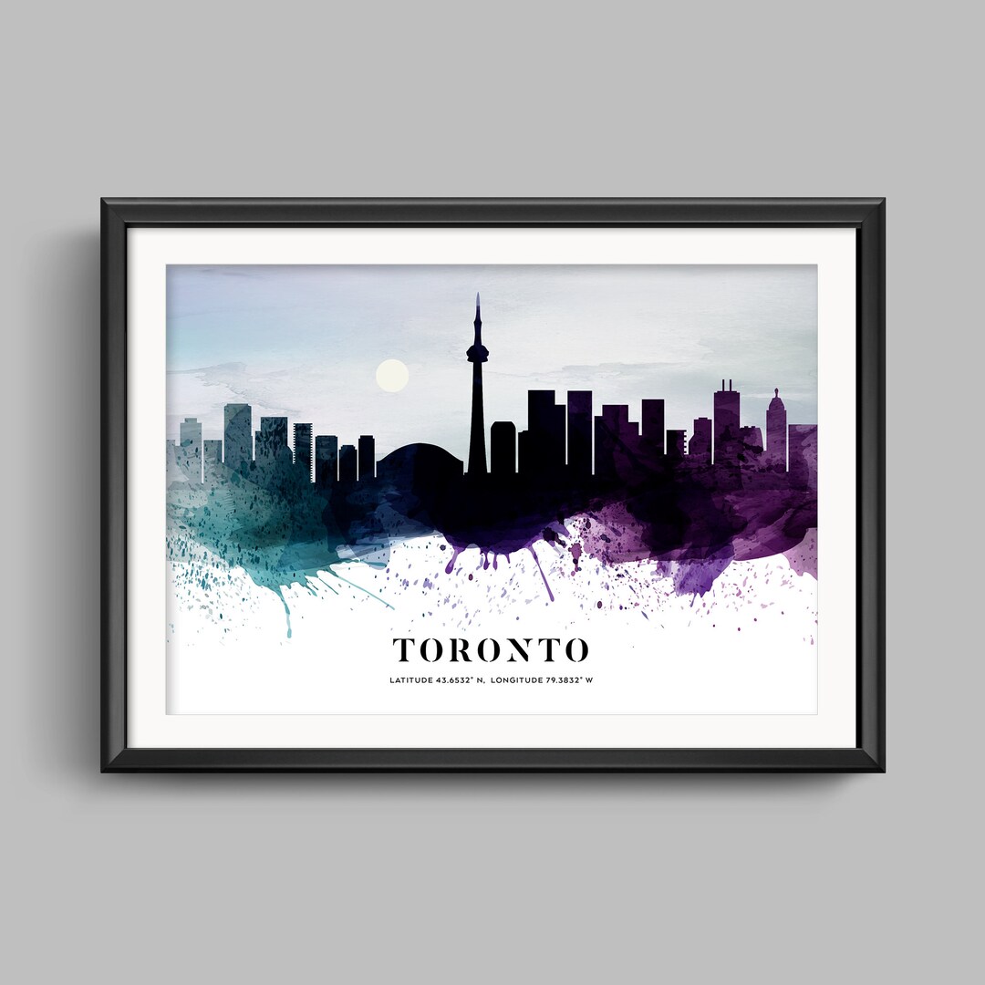Toronto Skyline Poster, Toronto Watercolor Skyline, Toronto Cityscape ...