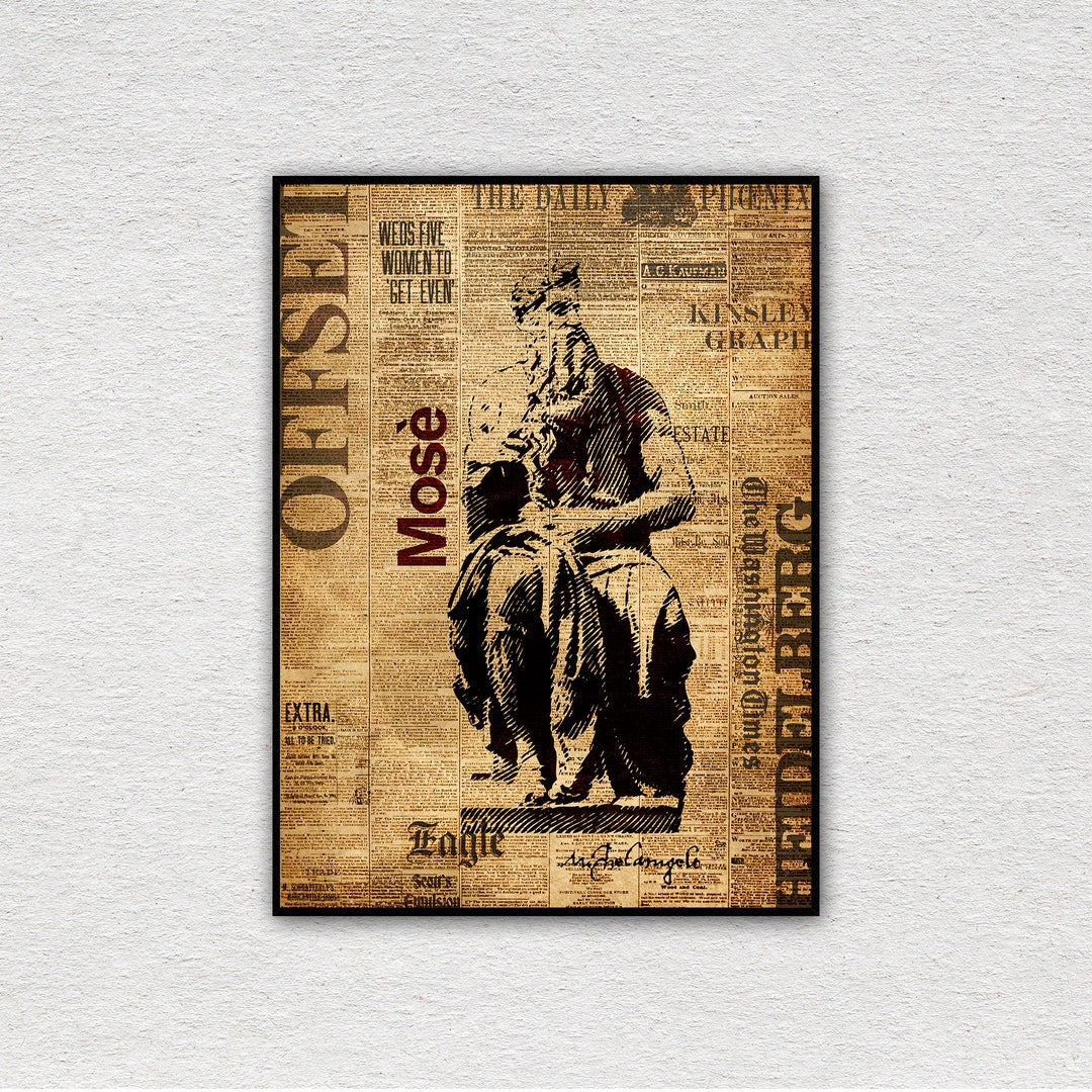 Michelangelo's Moses, Original Illustration, Newspaper Poster, Original ...