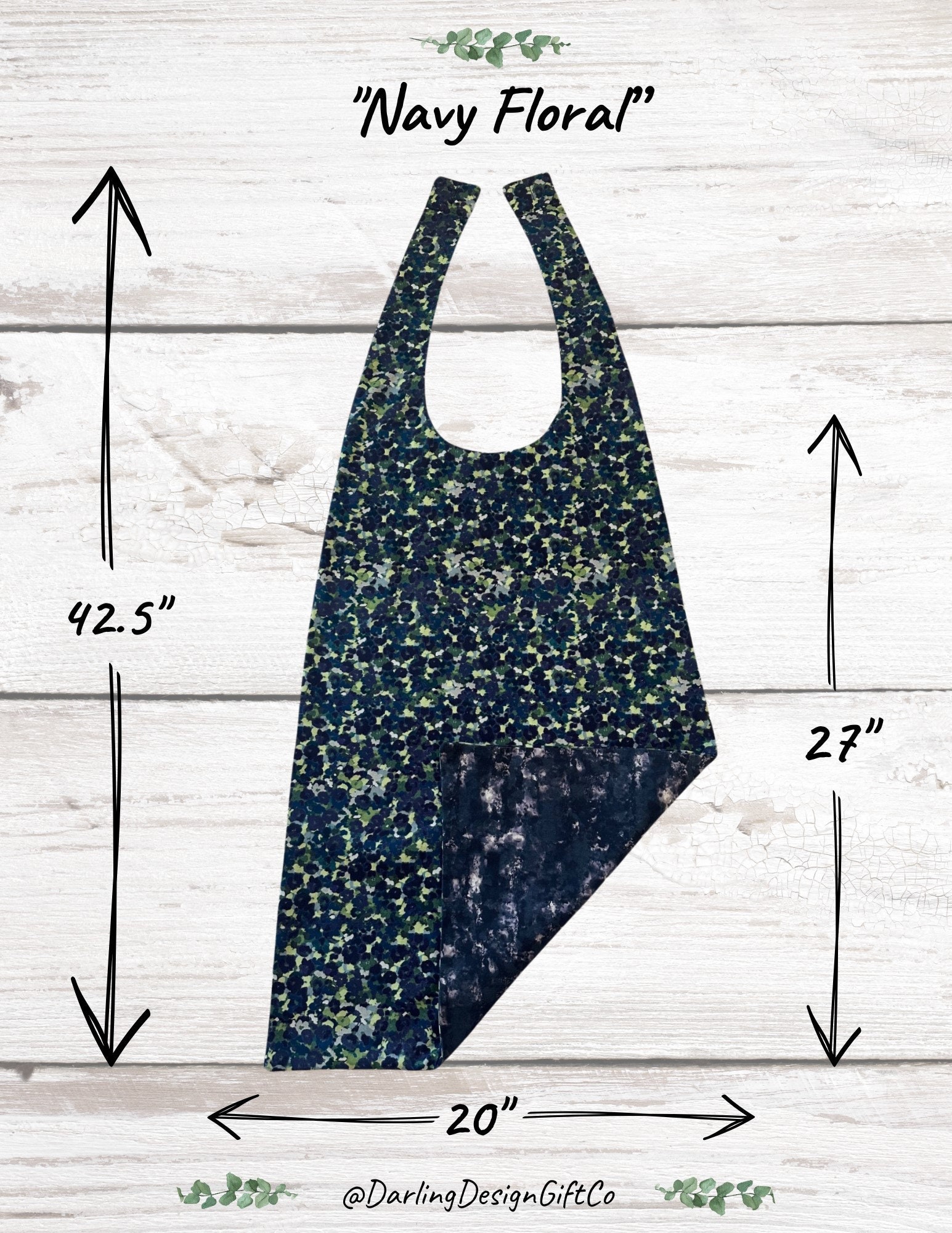 Navy Floral Extra Long Car Bib Car Apron Car Bib Apron Elderly Gifts ...