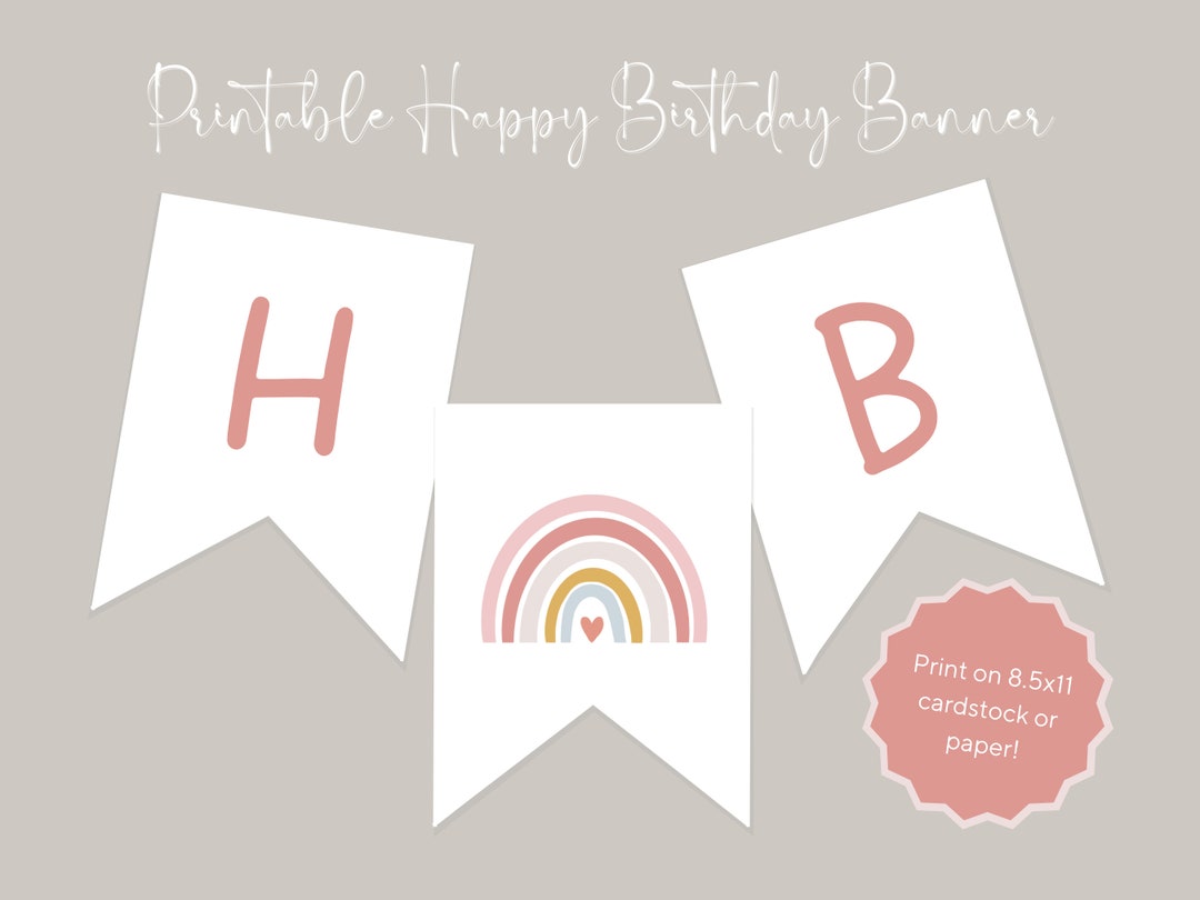 Boho Birthday Banner, String Banner, Printable Dovetail Banner, Rainbow ...