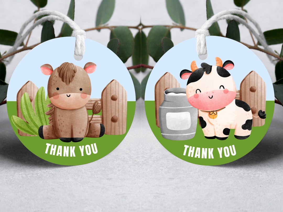 Farm Animal Thank You Tags, Barnyard Birthday Party, Farm Birthday ...