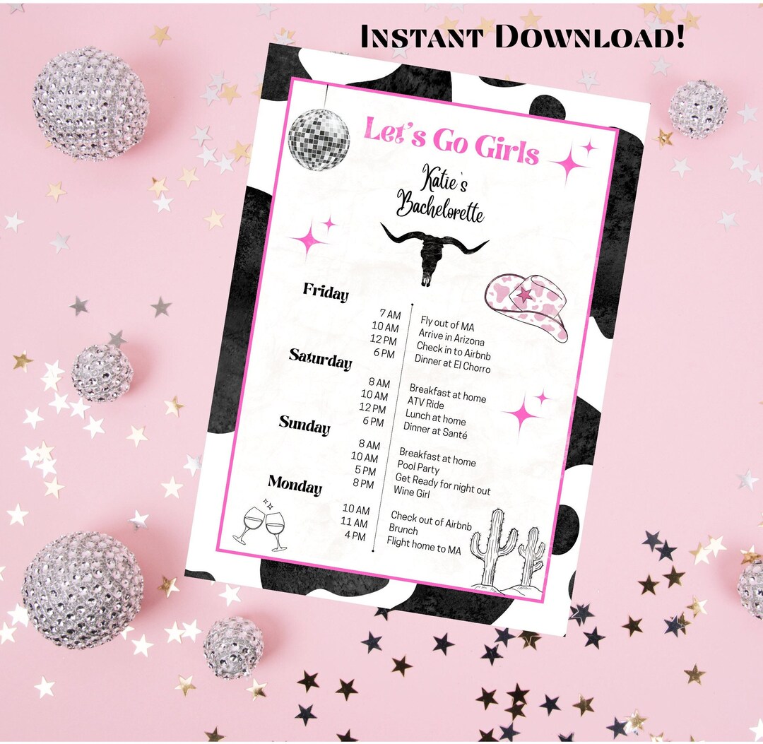 Space Cowgirl Bachelorette Party Itinerary Disco Bachelorette Party ...