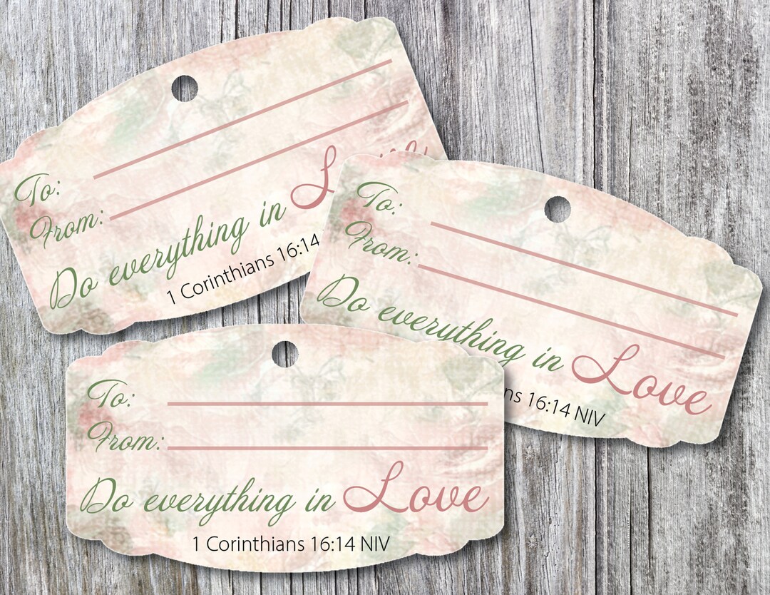 Bible Love Verse | Printable Downloadable 2”x3.5” Gift Tags | Victorian ...