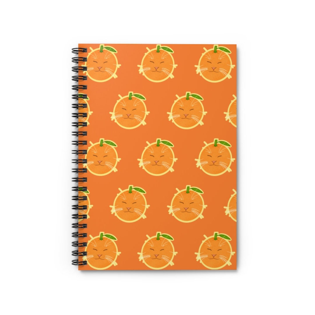 Orange Cat Notebook, Cute Spiral Journal, Kawaii Original Art, Cat ...