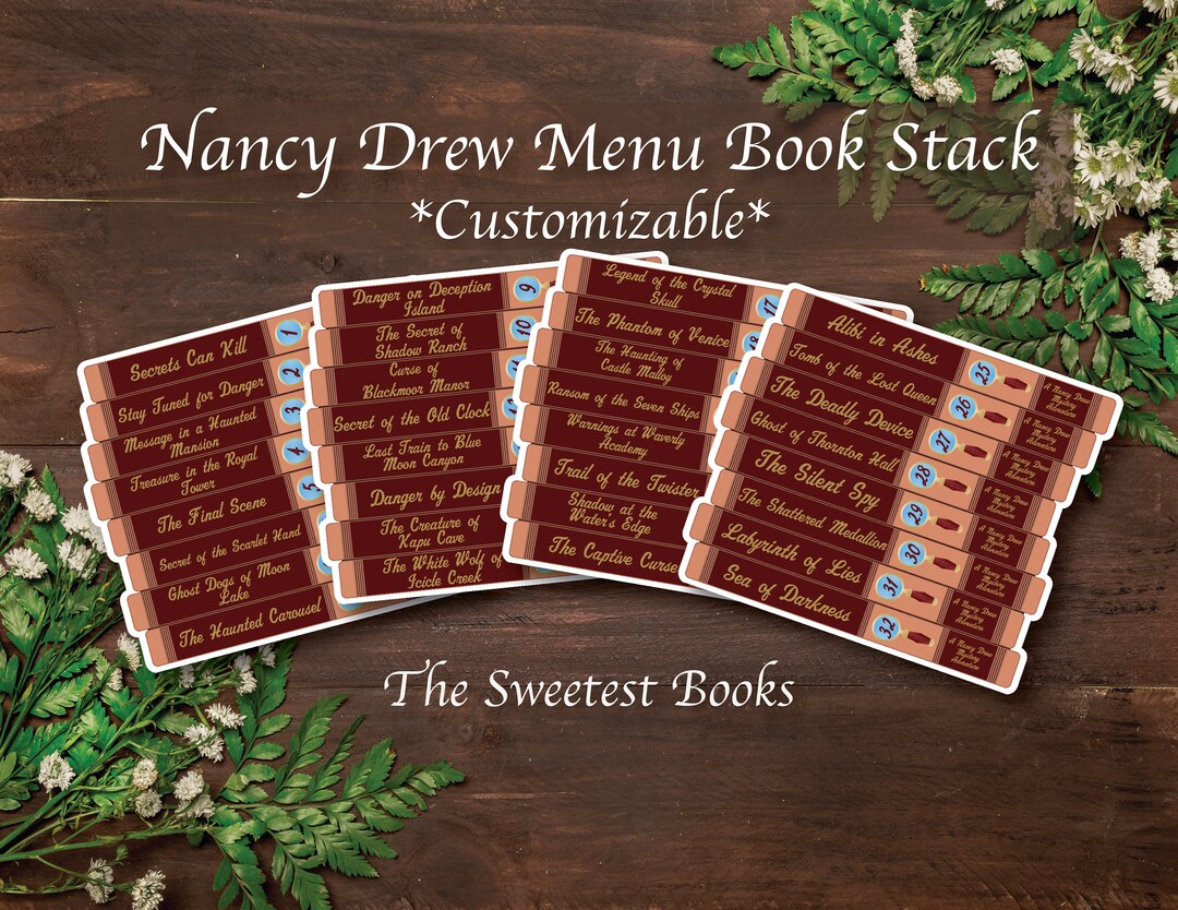 Nancy Drew Menu Book Stack | Custom Die Cut Sticker | Aesthetic ...