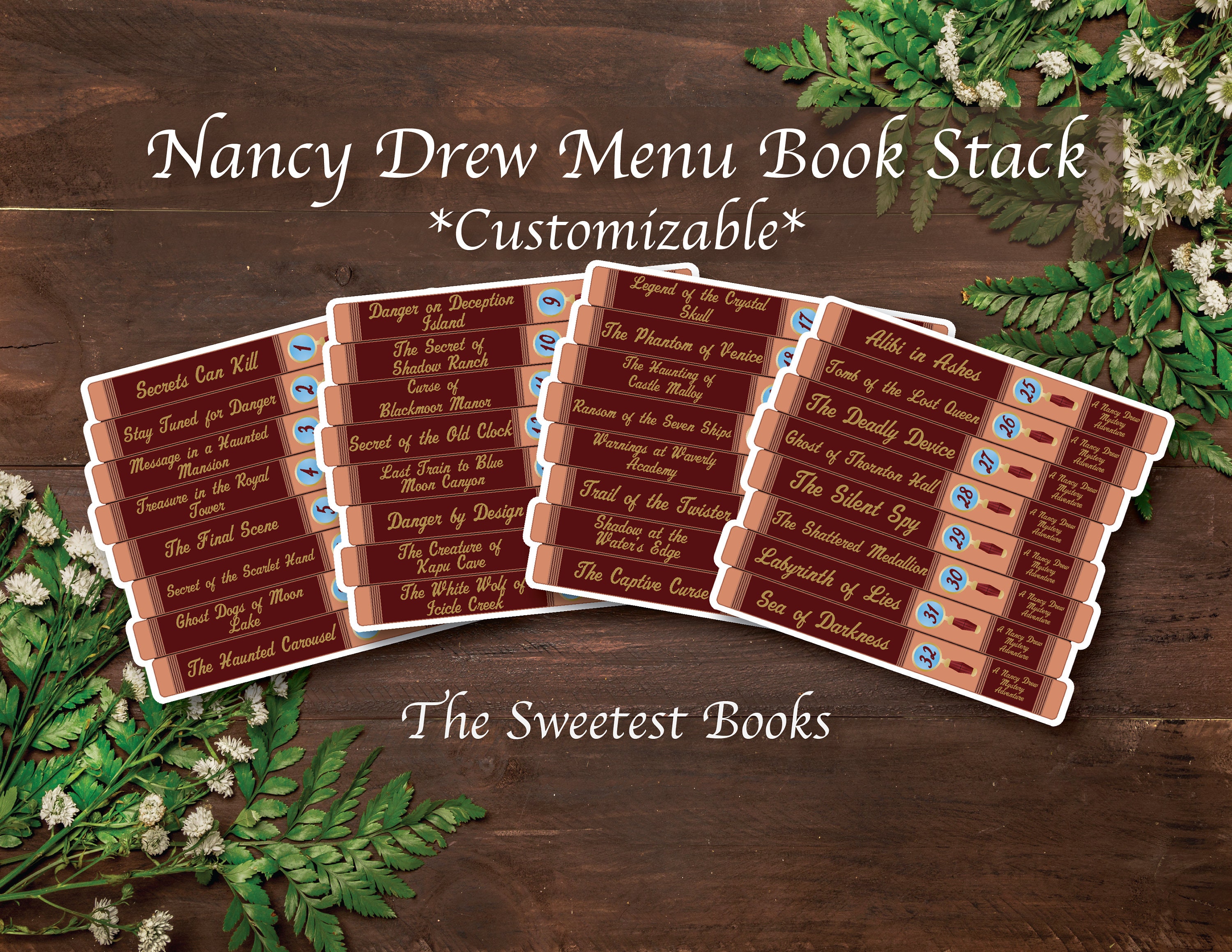Nancy Drew Menu Book Stack | Custom Die Cut Sticker | Aesthetic ...