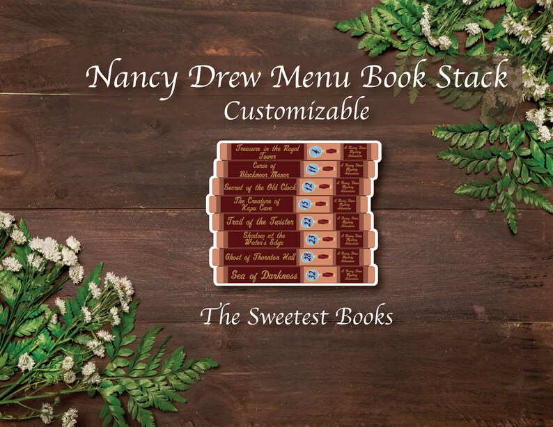 Nancy Drew Menu Book Stack | Custom Die Cut Sticker | Aesthetic ...