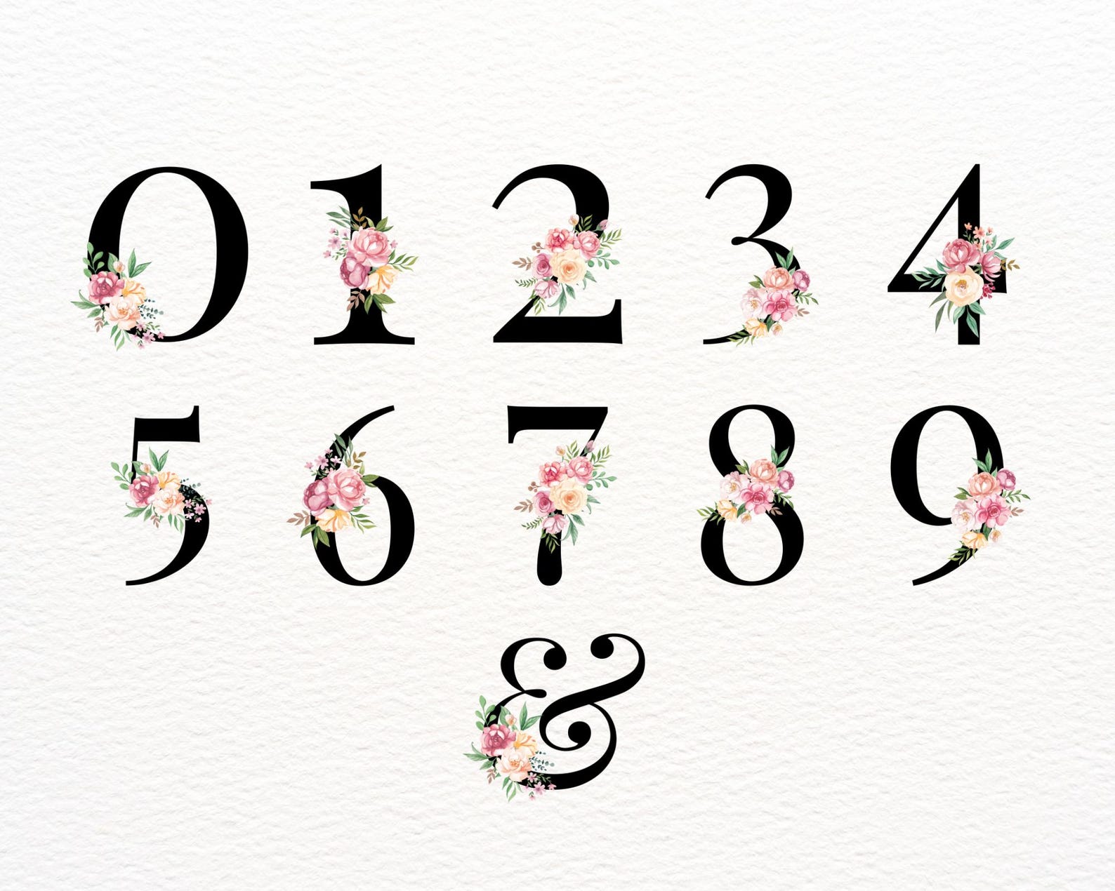 Watercolor Floral Alphabet Clipart, Monogram Initials PNG, Boho Letters ...