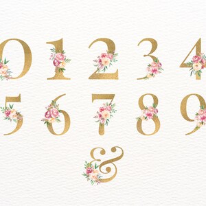 Watercolor Floral Alphabet Clipart, Gold Glitter, Monogram Initials PNG ...