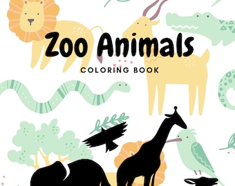 15 Pages Zoo Animals Coloring Book - Etsy