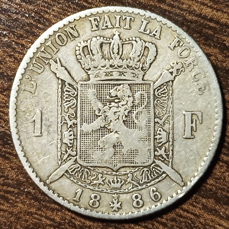 1886 Belgium Silver One Franc Full Bold Date - Etsy