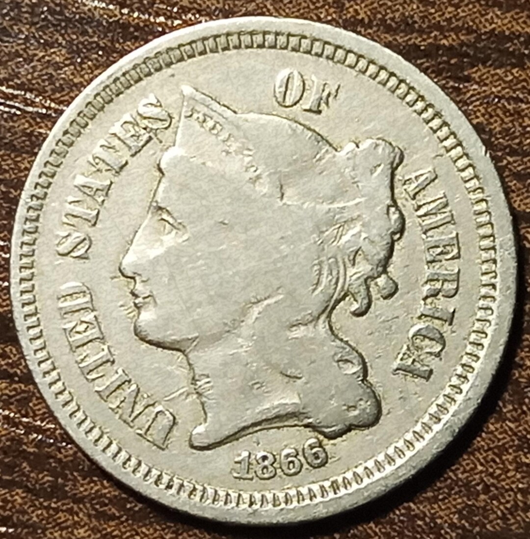 1866 USA 3 Cent Piece Full Bold Date - Etsy