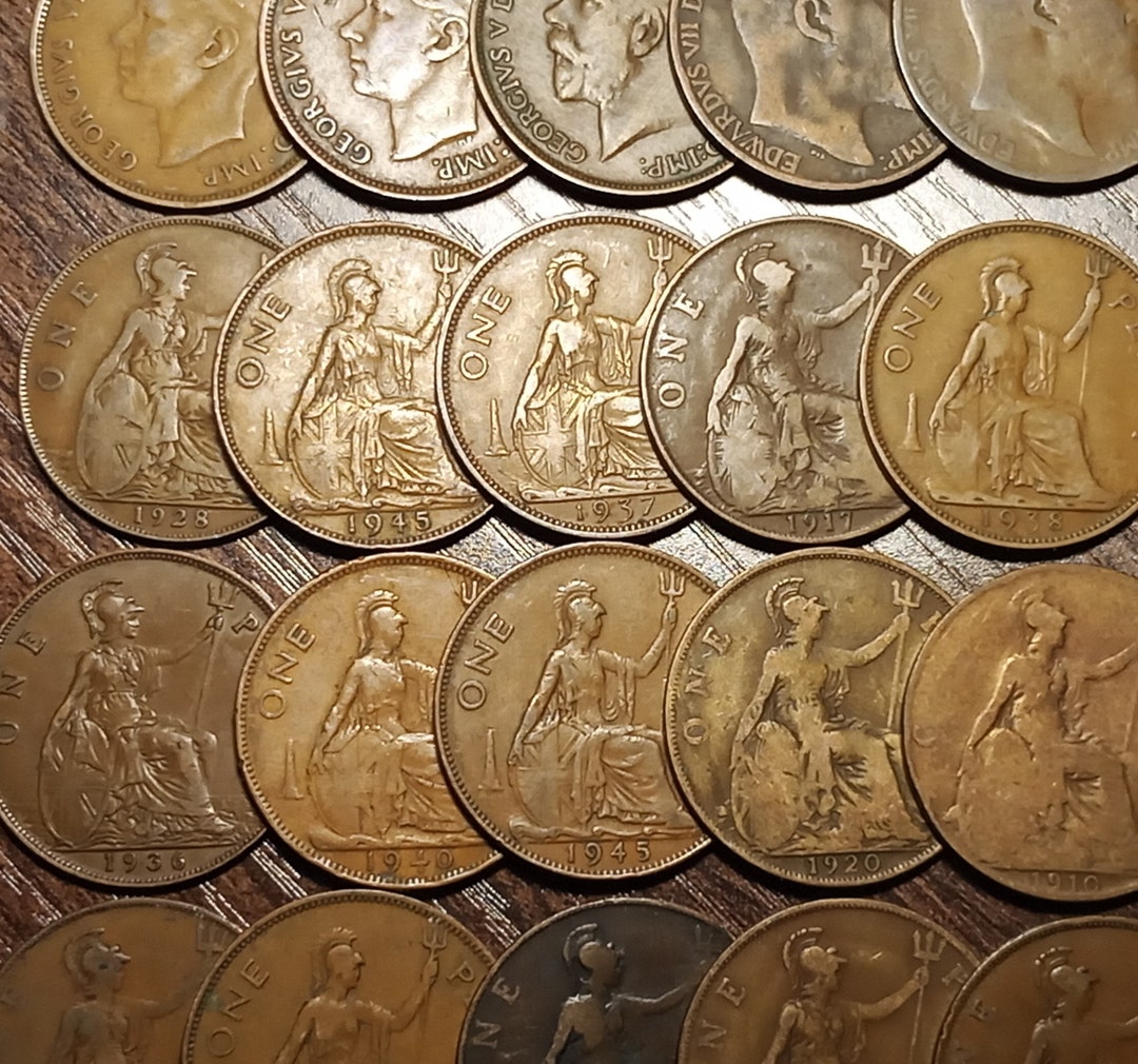 1900's 40 Coins British Pennys Full Bold Dates - Etsy