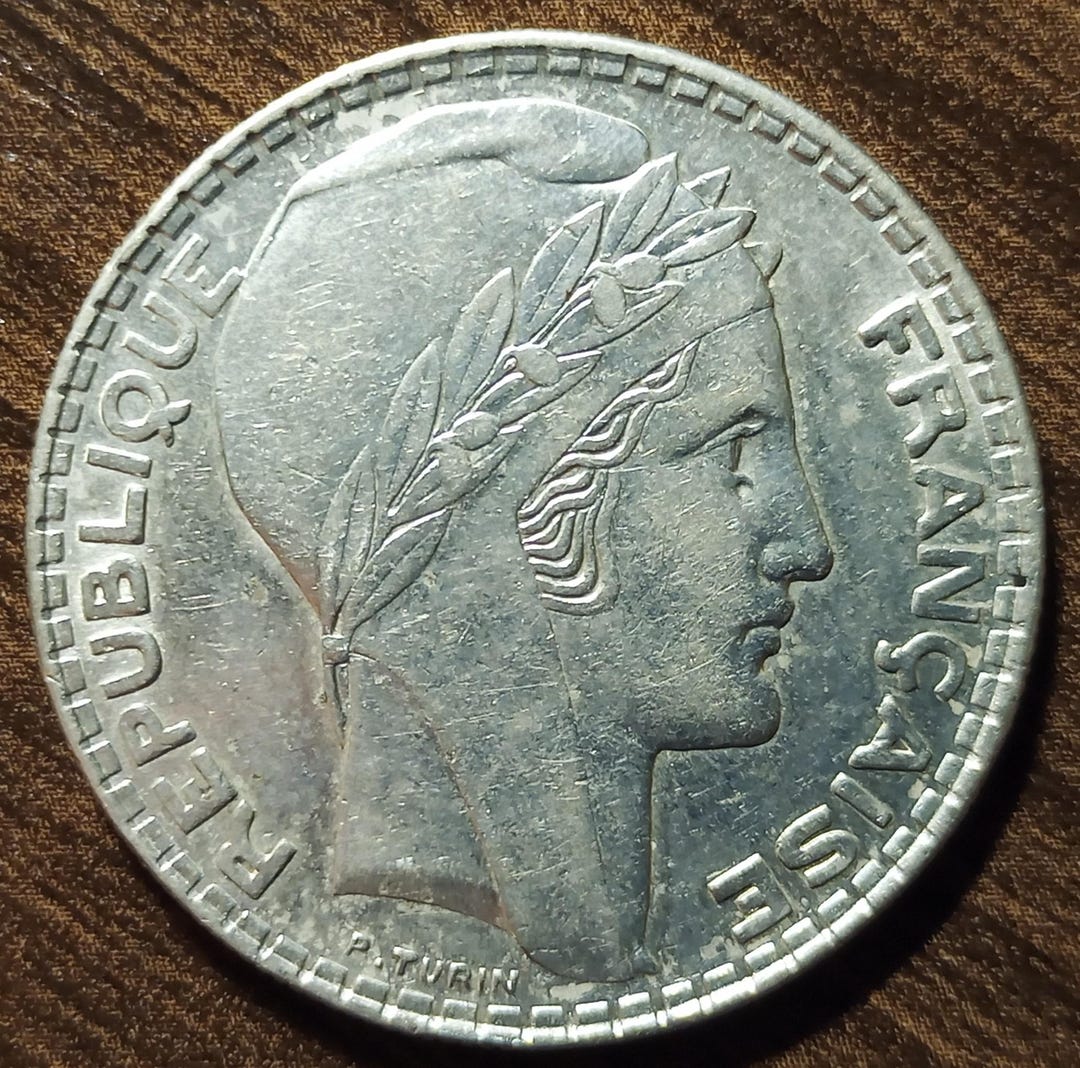 1938 France Silver 20 Francs Brilliant Full Bold Date! - Etsy
