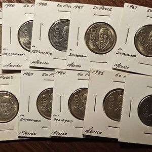 1980's Mexico 50 Pesos 30 Coins Full Bold Dates - Etsy