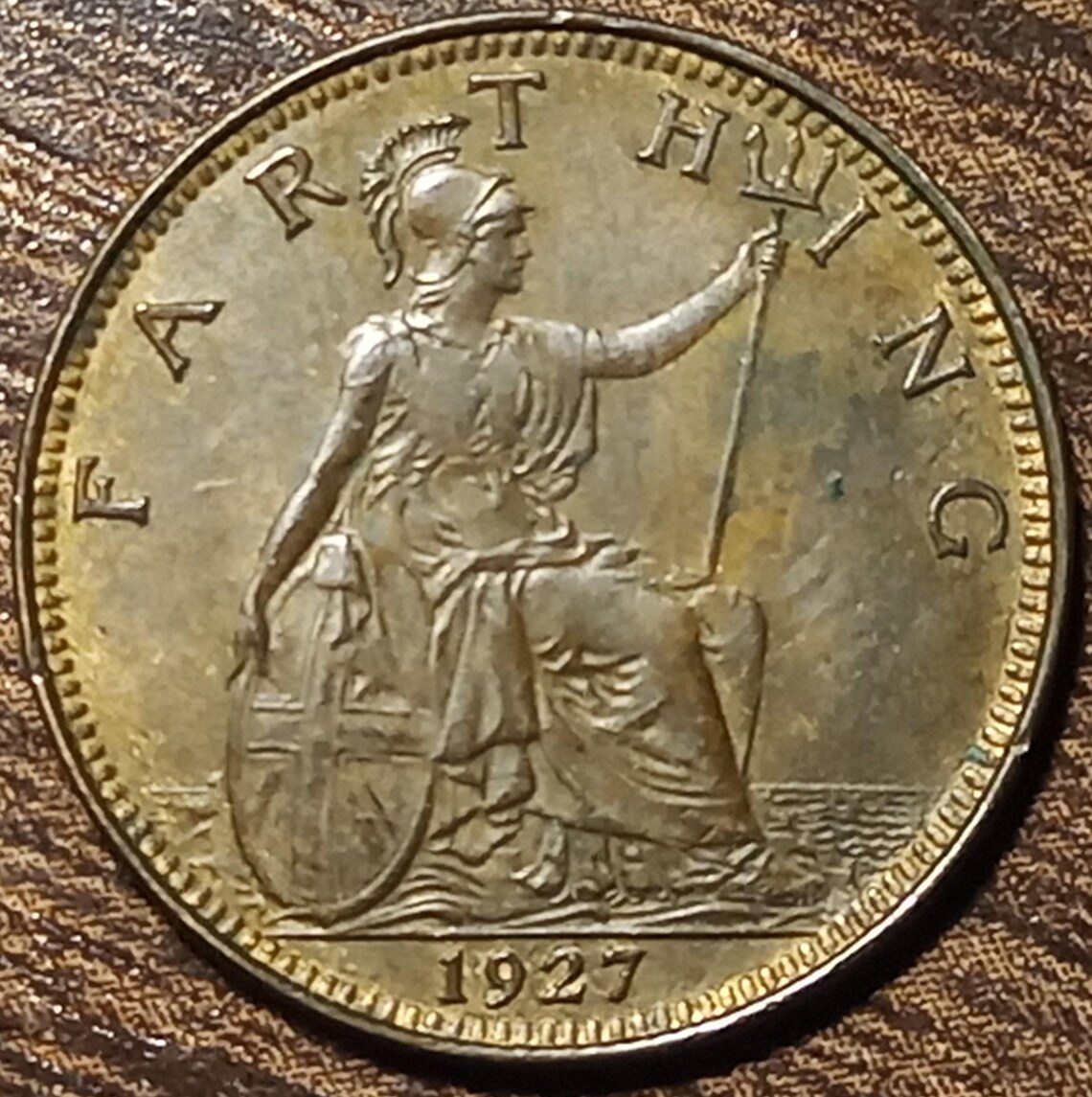 1927 British One Farthing Coin Full Bold Date! - Etsy