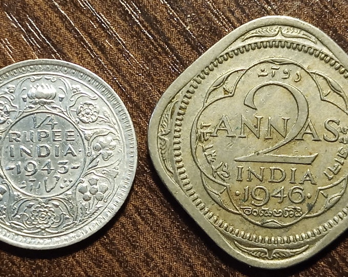 1943 & 1946 British India Anna Rupee Full Bold Dates! - Etsy