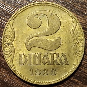 1938 Yugoslavia 2 Dinara Coin Brilliant Full Bold Date! - Etsy