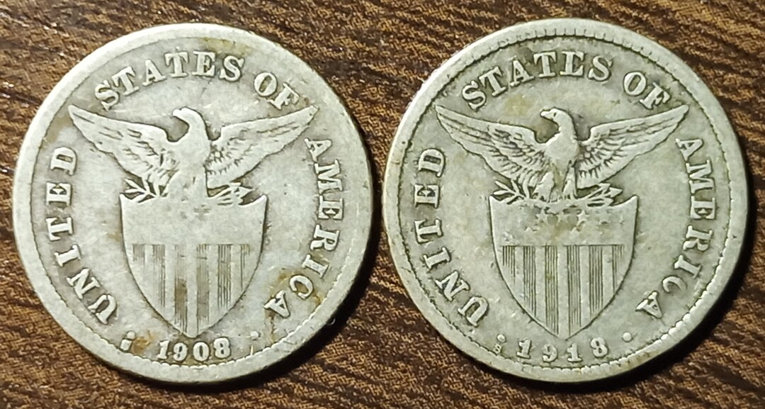 1908-S & 1918-S Philippines Silver 20 Centavos Full Dates - Etsy