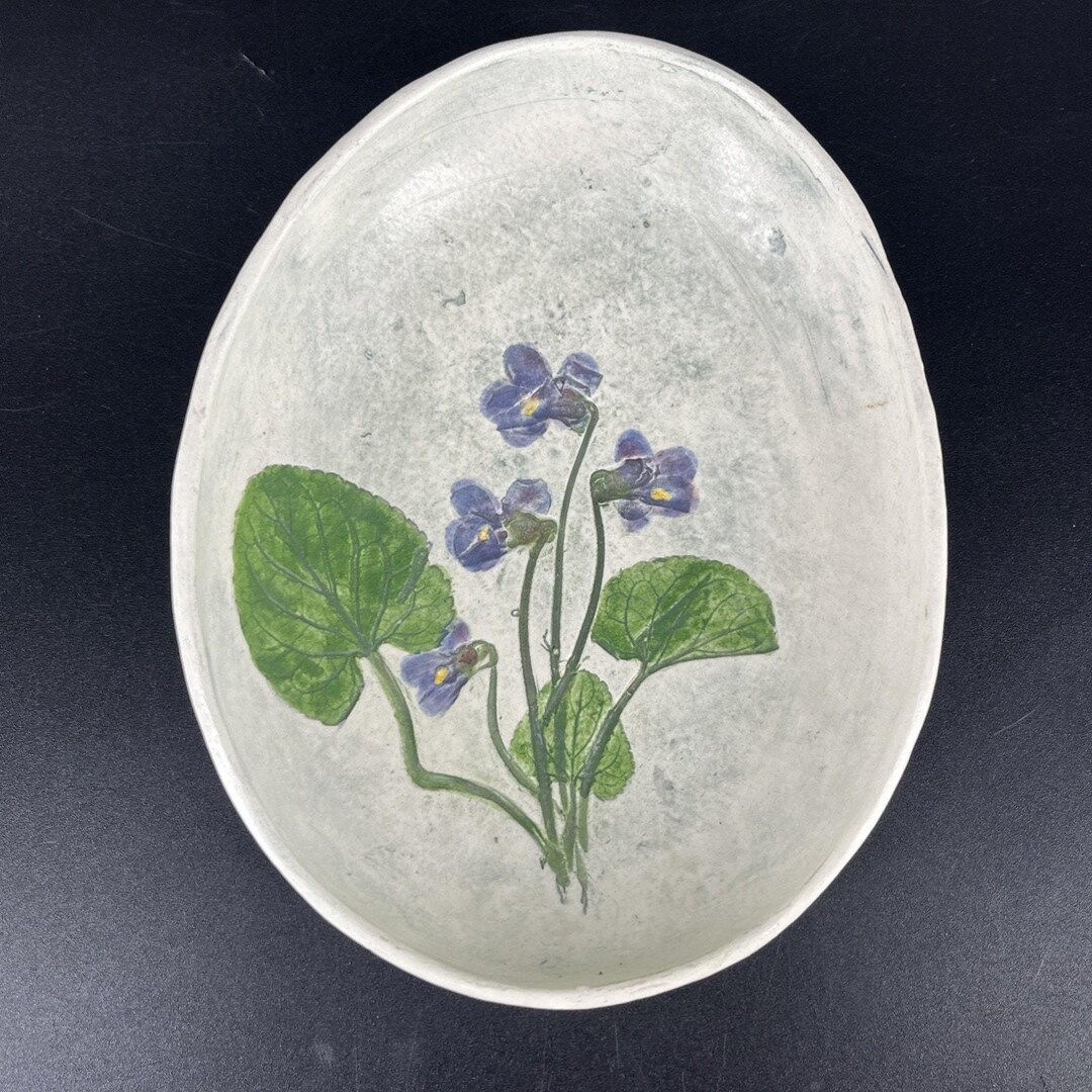Vintage Salt Marsh Pottery Violets Trinket Dish Bowl Wall Hanging 4x5.5 ...