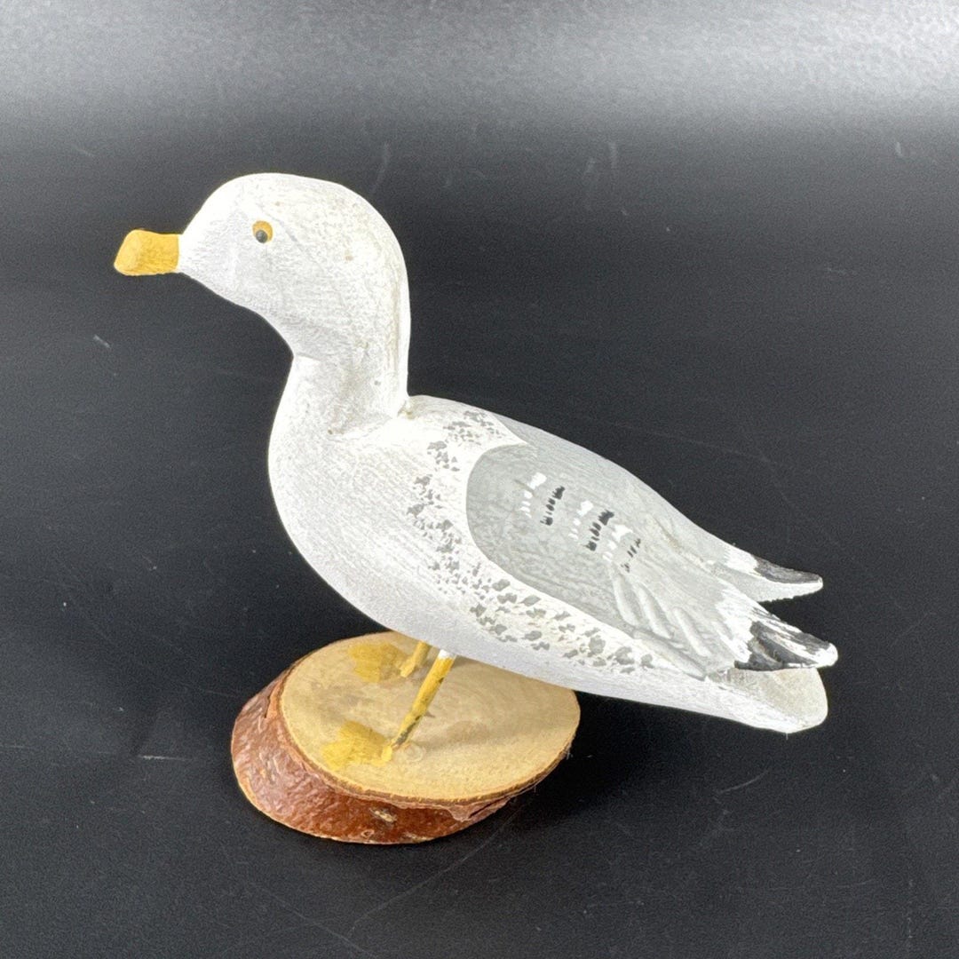 Small Carved Wood Seagull on Small Wooden Stand Bird 2.5" Maritime - Etsy