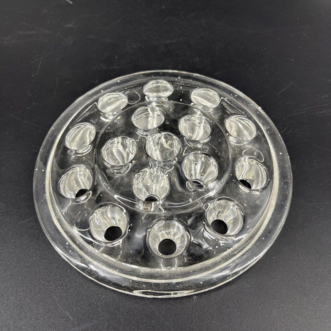 Vintage Clear Flower Frog 16 Holes 5