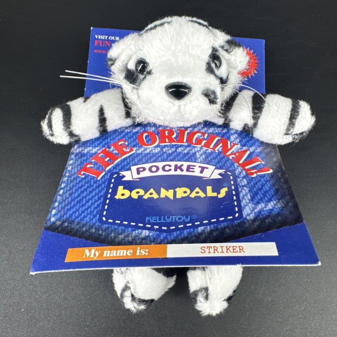 Vintage Striker Tiger 1996 the Original Pocket Beanpals Kellytoy NIP ...