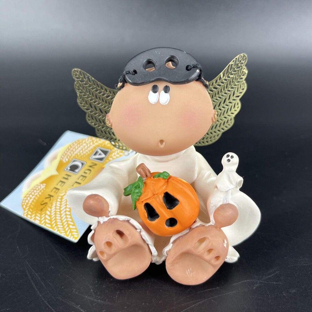 Vtg Angel Cheeks Figurine Kirk's Kritters 2001 Halloween Pumpkin Ghost ...
