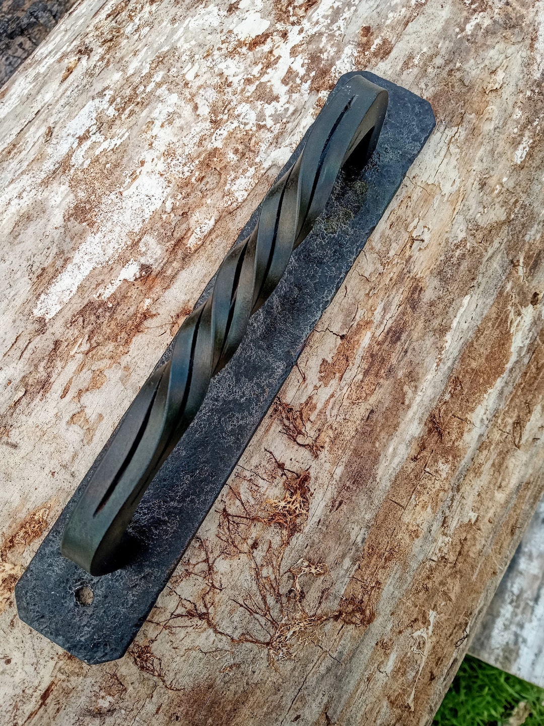 Black Steel, Twisted, Pull Handle With a Finishing Groove - Etsy