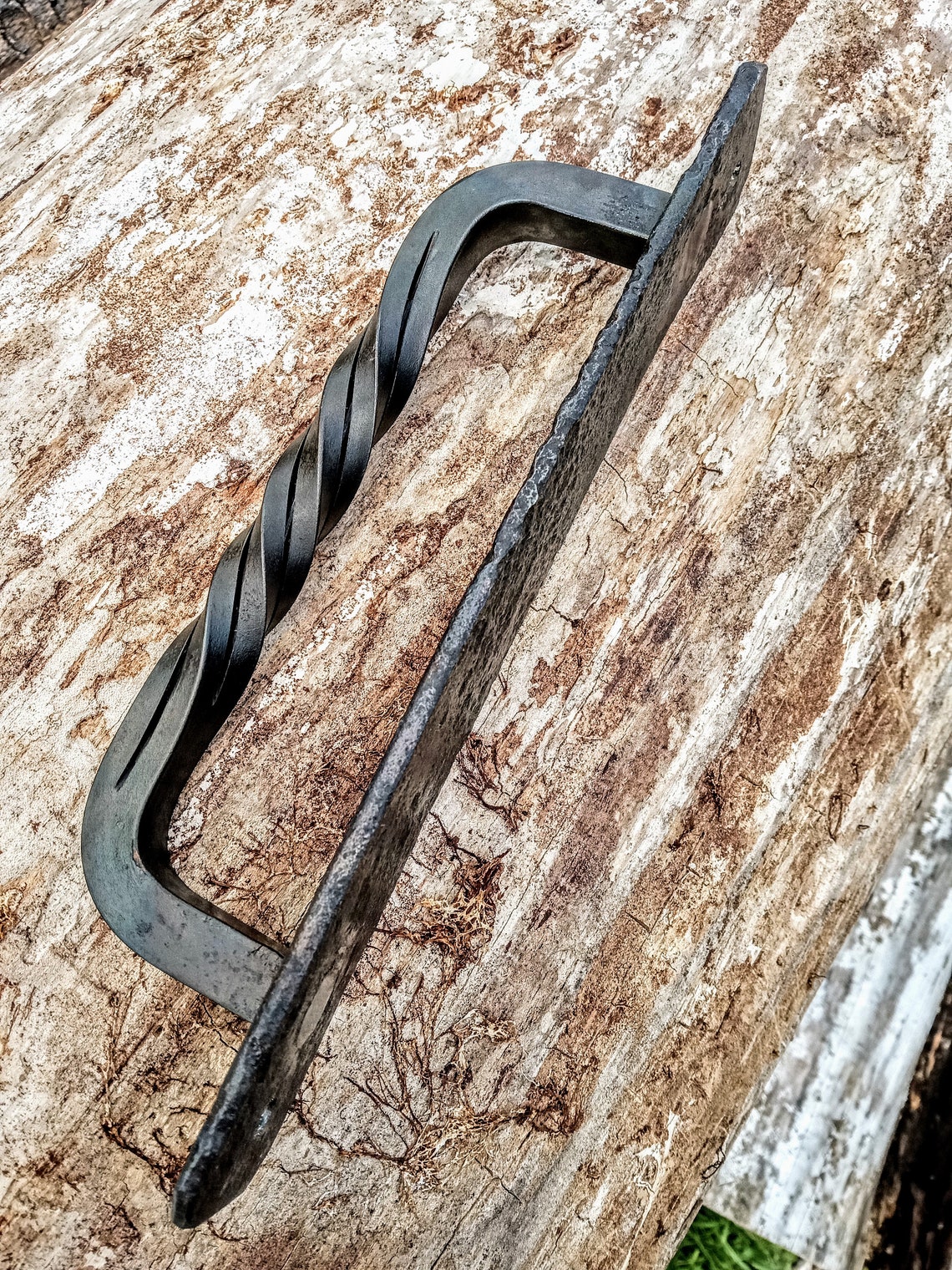 Black Steel, Twisted, Pull Handle With a Finishing Groove - Etsy