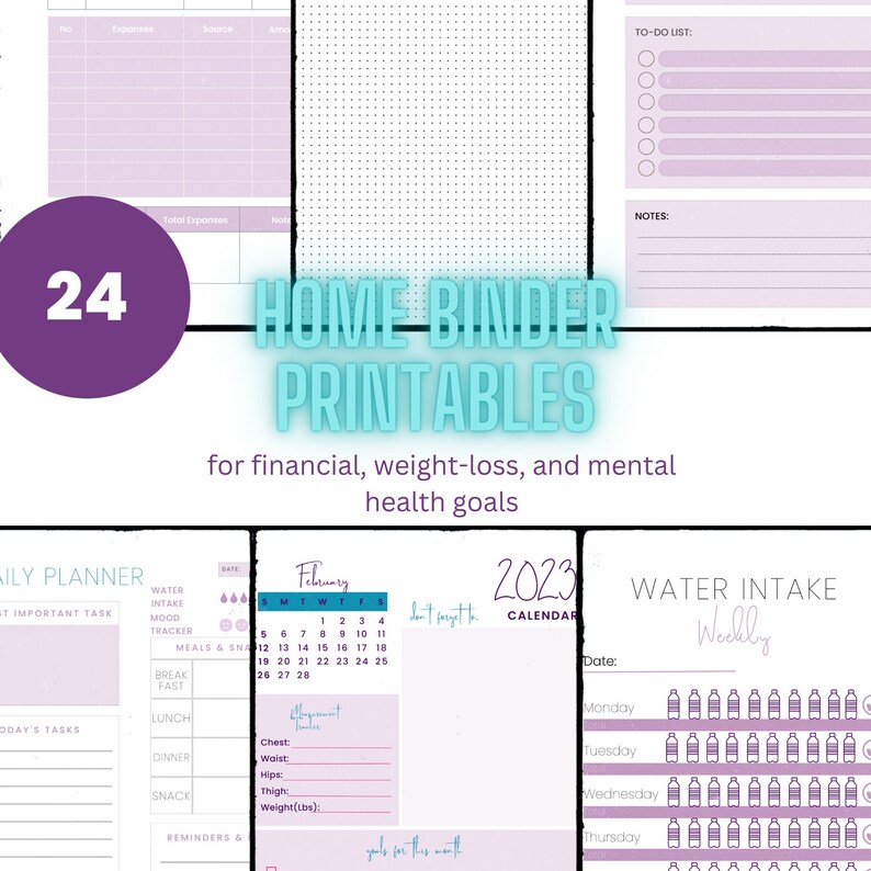 Home Binder Printables for Financial, Meal Planning, and Mental Health ...