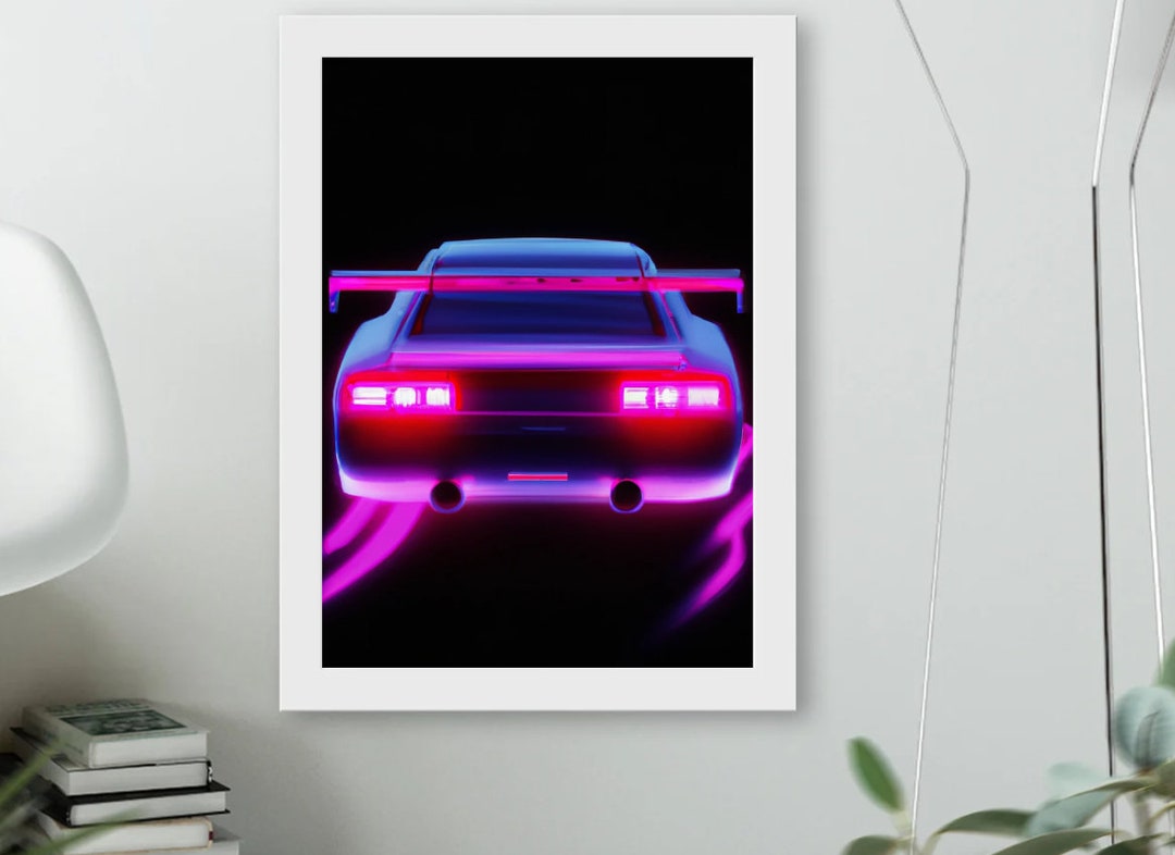 Synthwave Neon Car Poster - Etsy