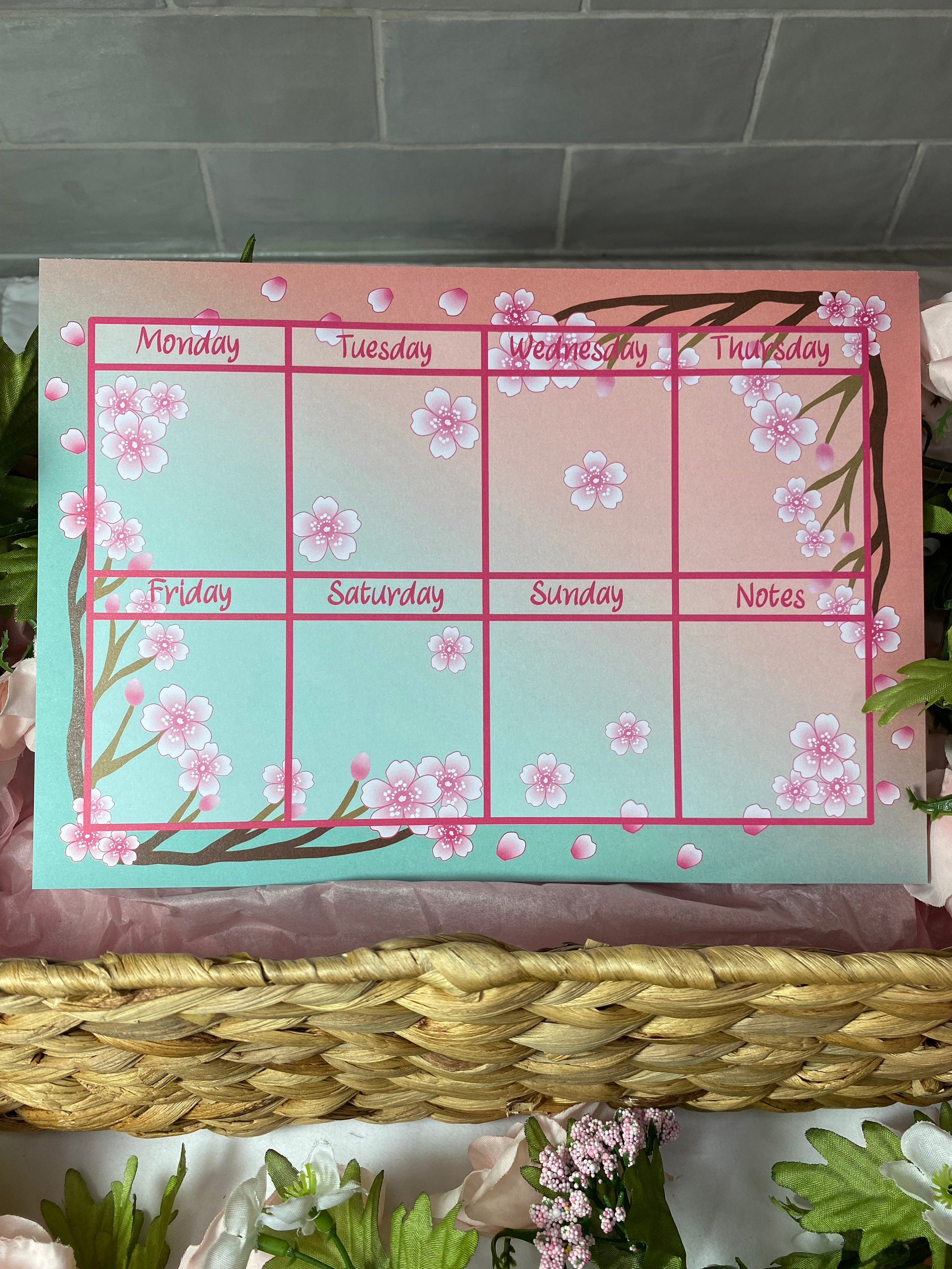 Cherry Blossom Weekly Planner, Cute Office Supplies, Cute School ...