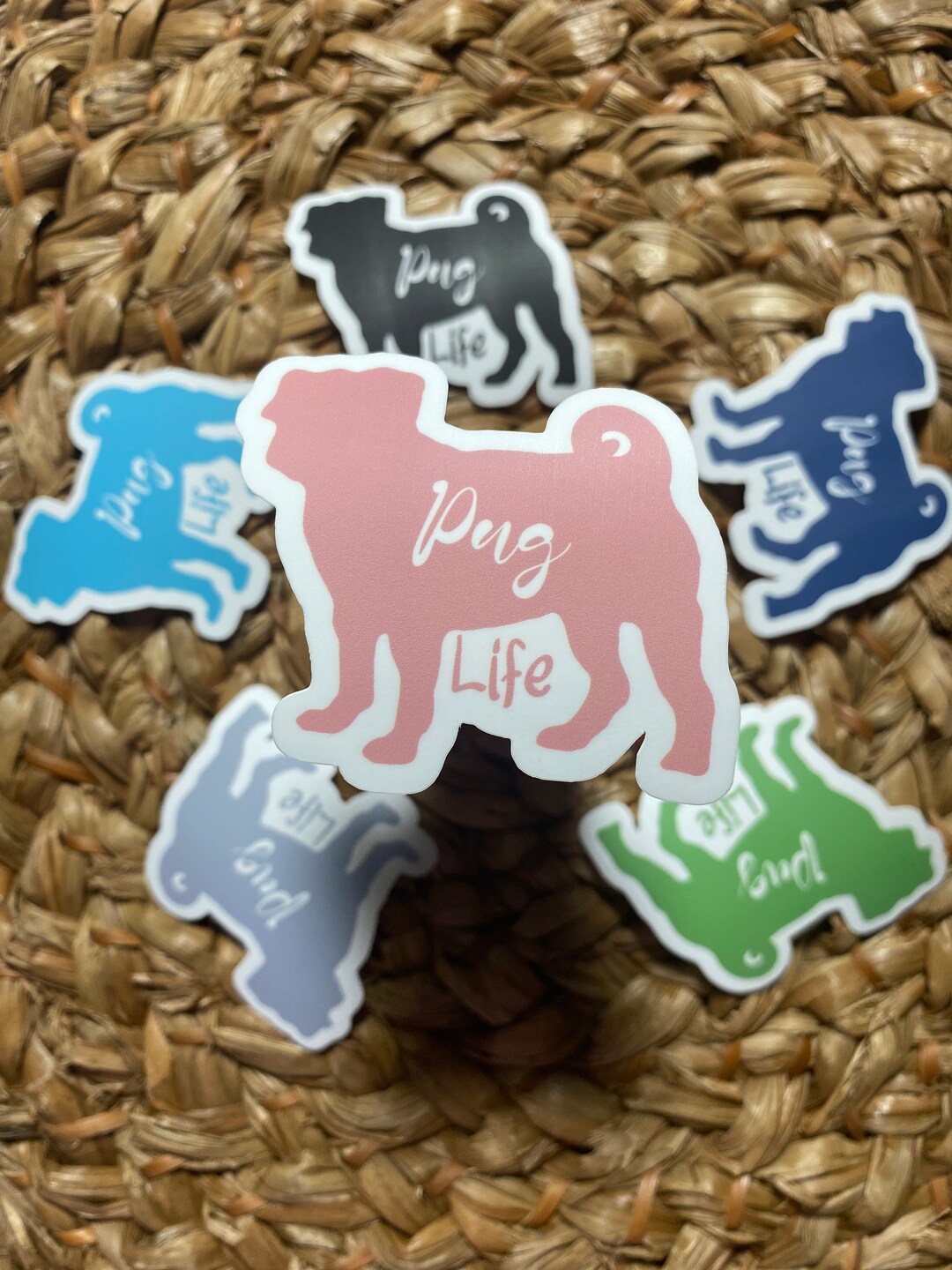 Pug Life Pug Dog Silhouette Sticker, Pug Sticker, Pug Silhouette ...