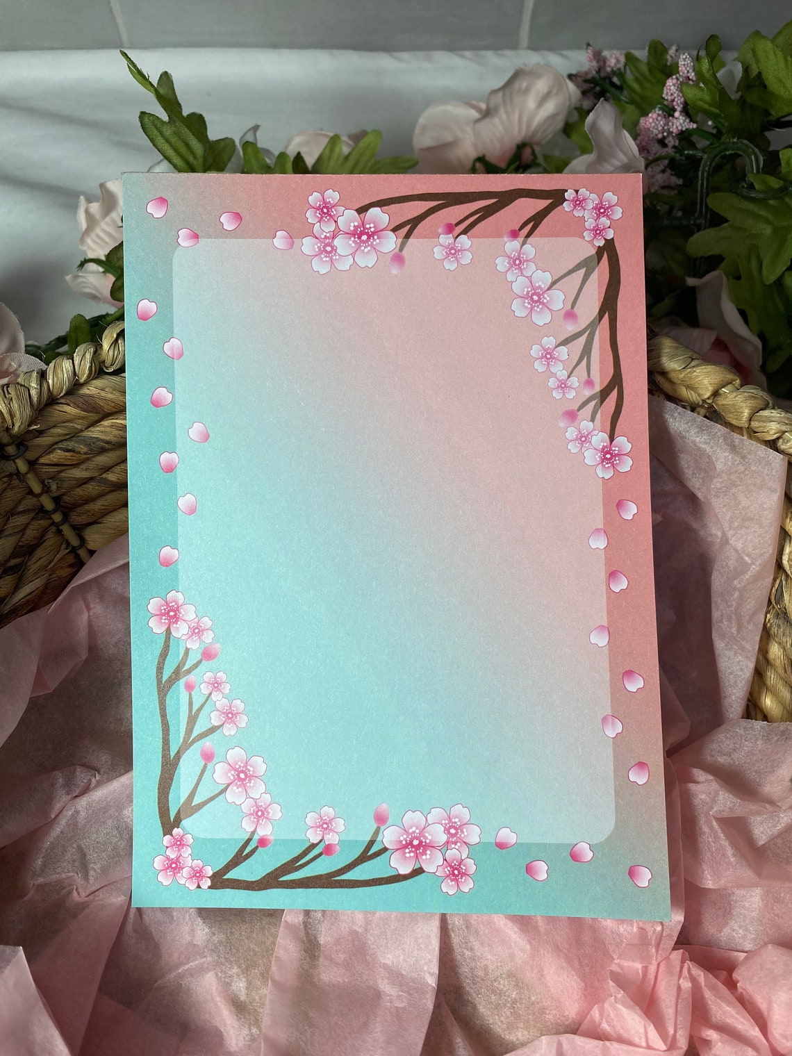 Cherry Blossom Stationery Set, Cute Sticky Notes, Floral Notepad ...