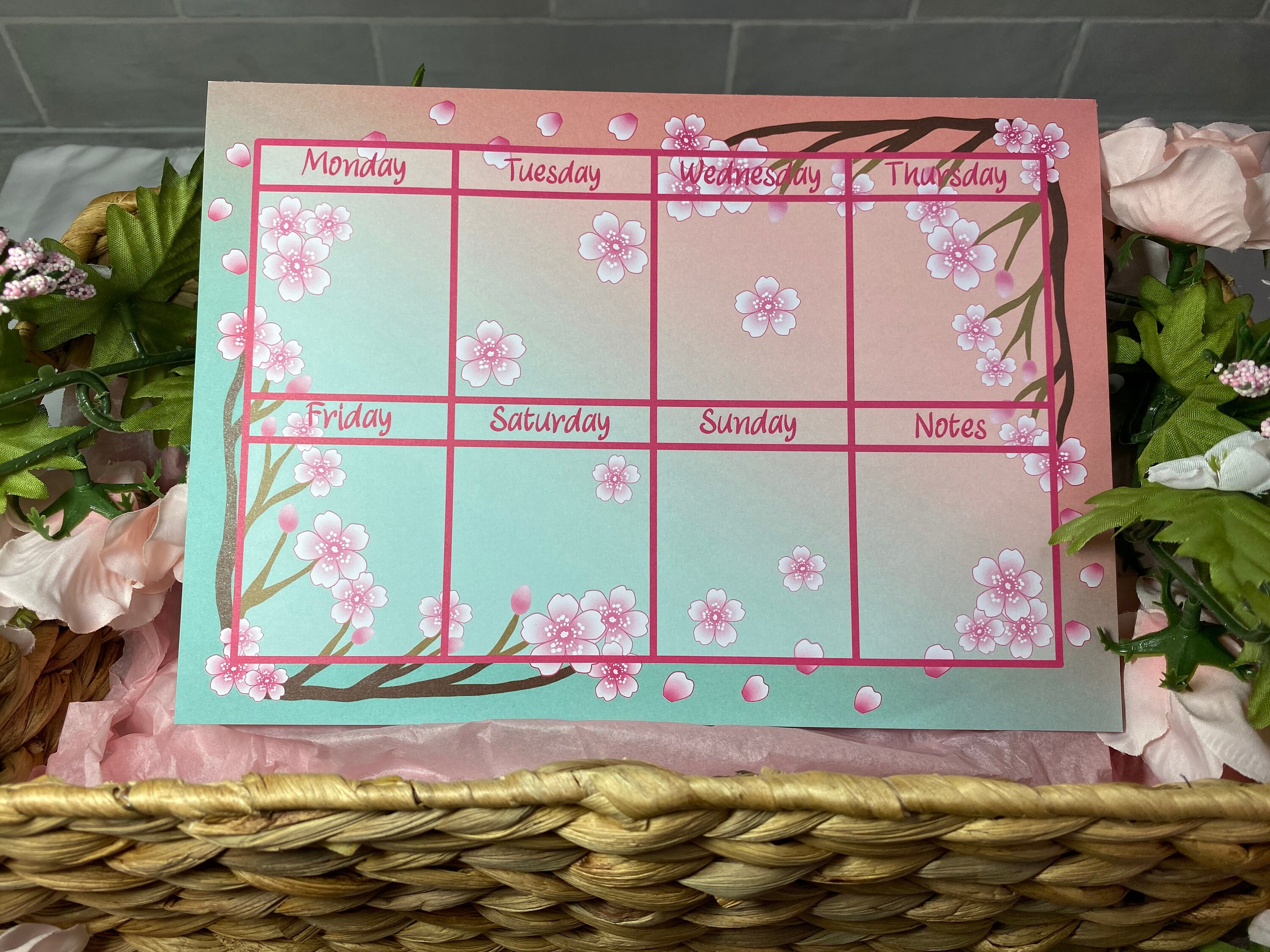 Cherry Blossom Weekly Planner, Cute Office Supplies, Cute School ...