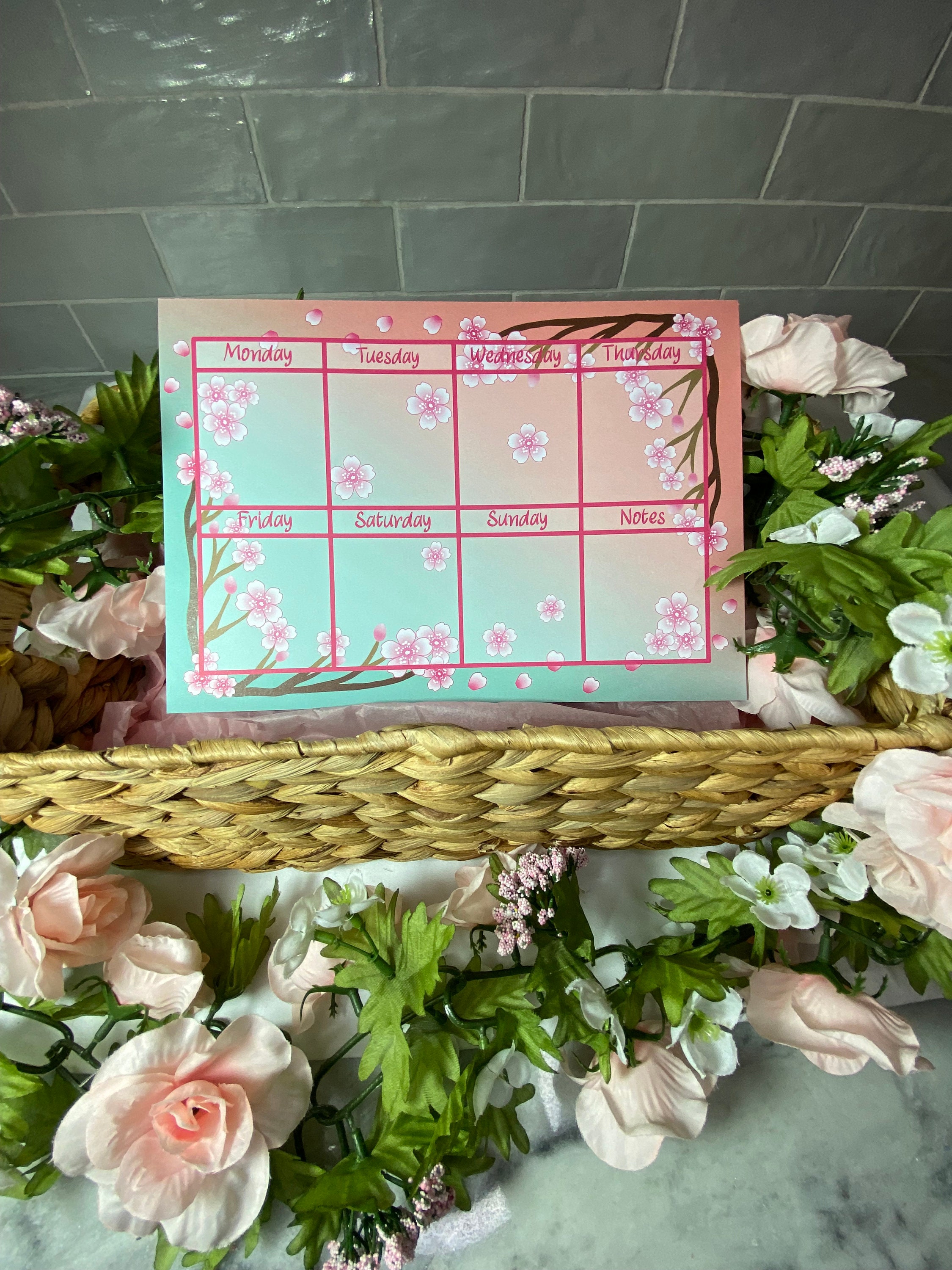 Cherry Blossom Weekly Planner, Cute Office Supplies, Cute School ...