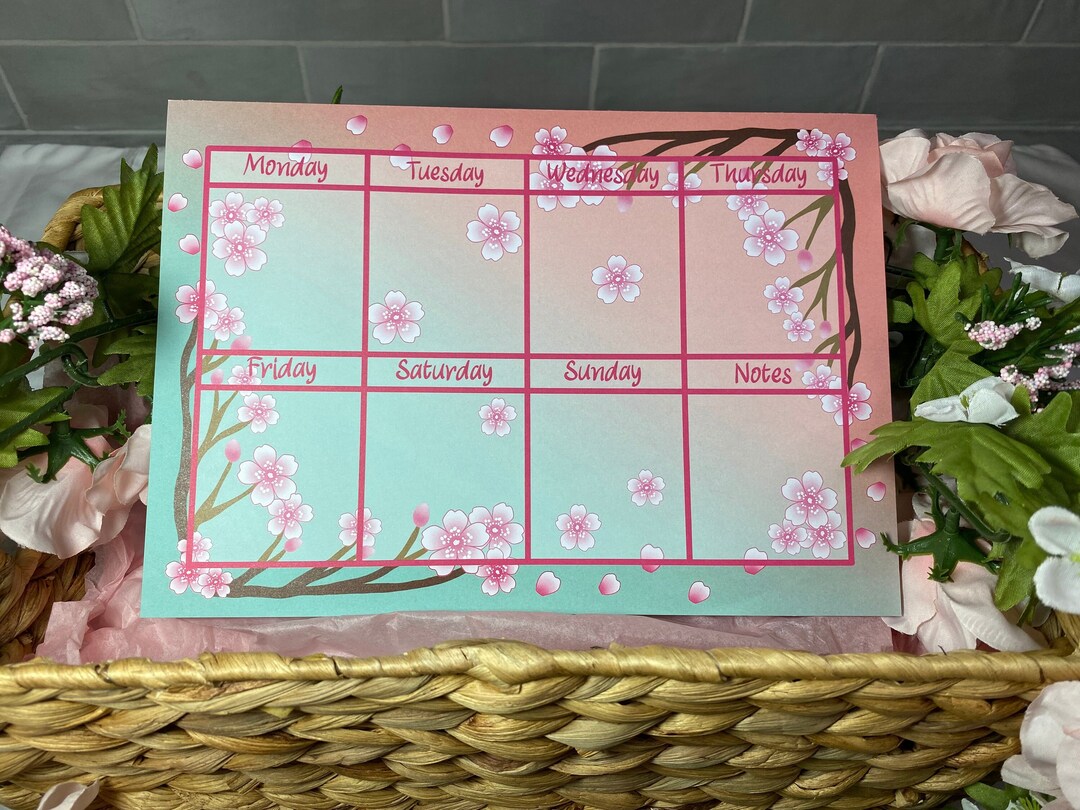 Cherry Blossom Weekly Planner, Cute Office Supplies, Cute School ...
