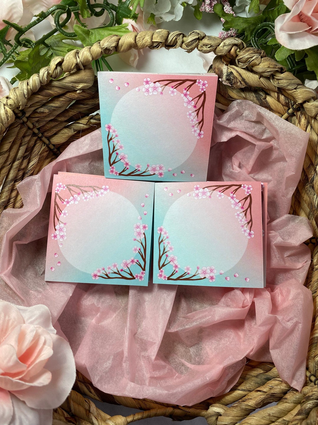 Cherry Blossom Sticky Notes, Sticky Notes, Cute Sticky Notes, Kawaii ...