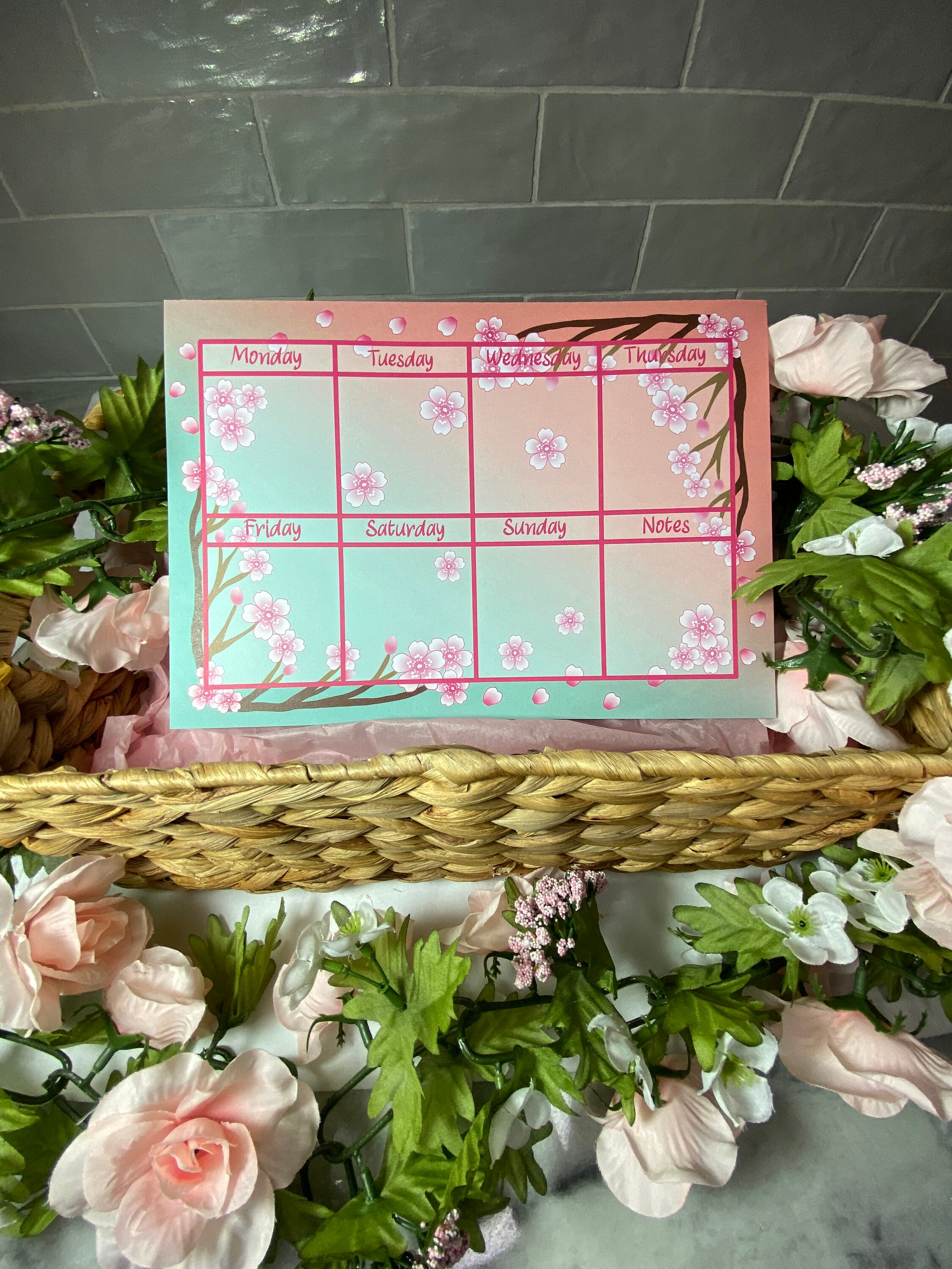 Cherry Blossom Weekly Planner, Cute Office Supplies, Cute School ...